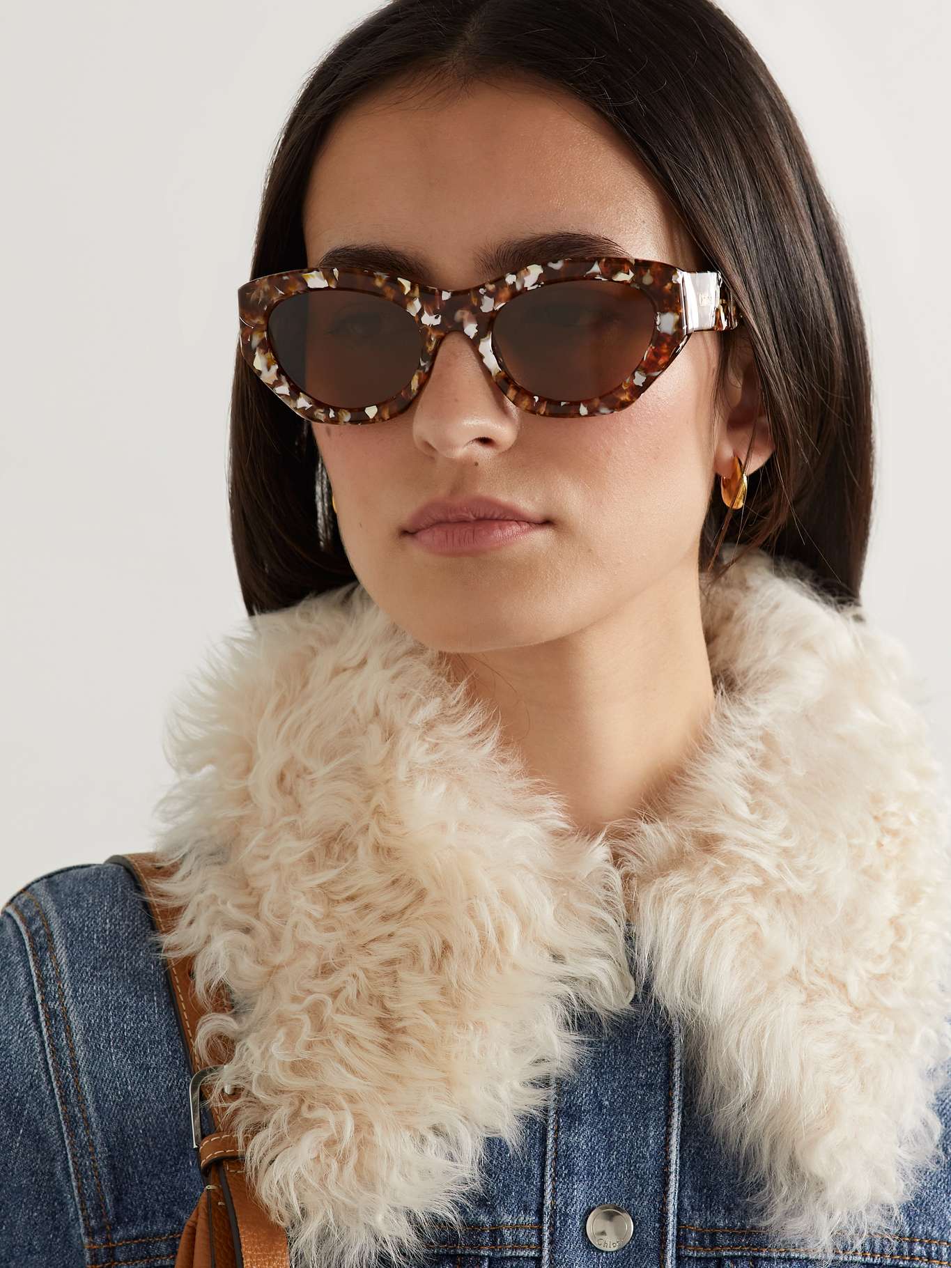 Brown Gayia cat-eye tortoiseshell recycled-acetate sunglasses | CHLOÉ ...