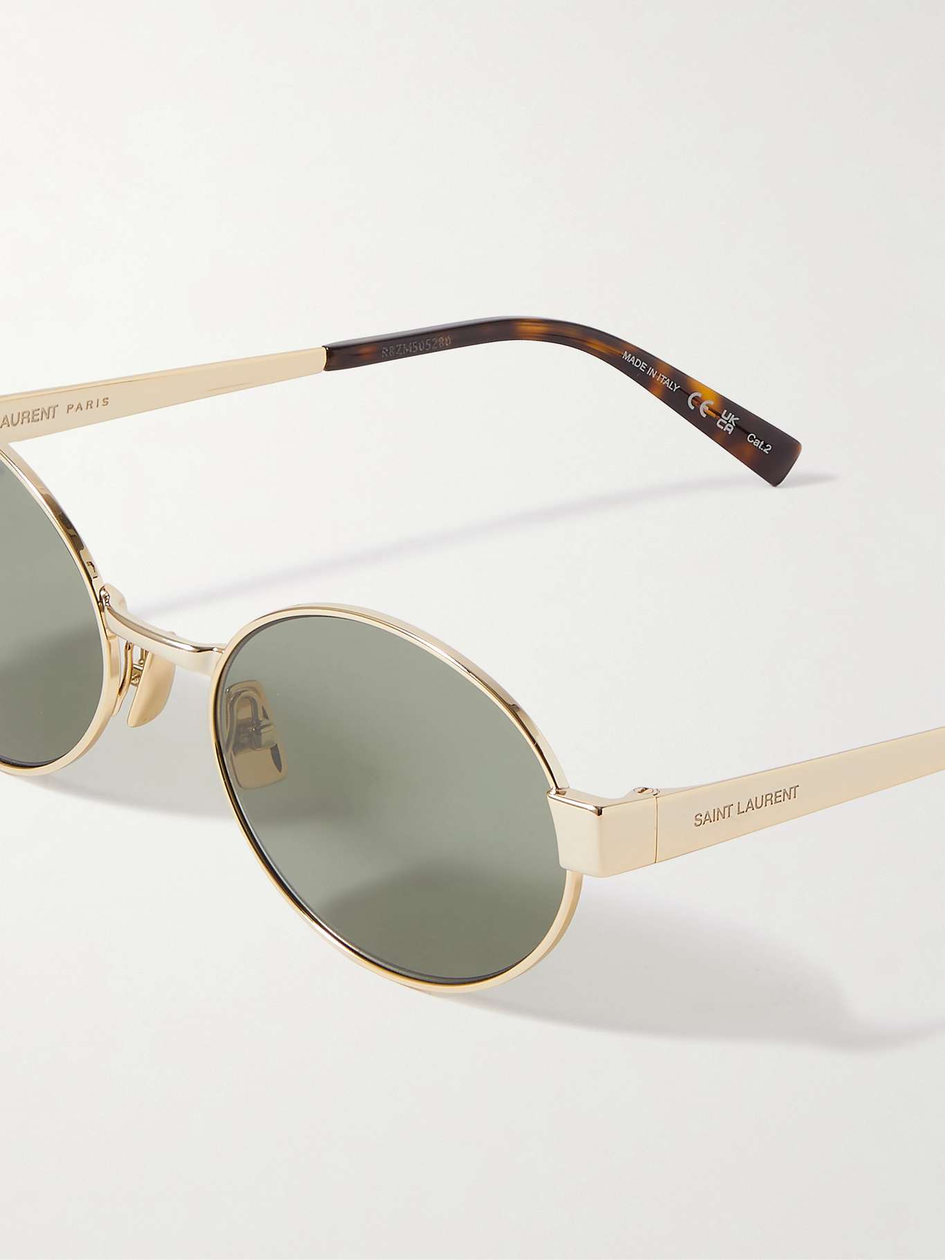 SAINT LAURENT EYEWEAR Oval-frame gold-tone sunglasses | NET-A-PORTER