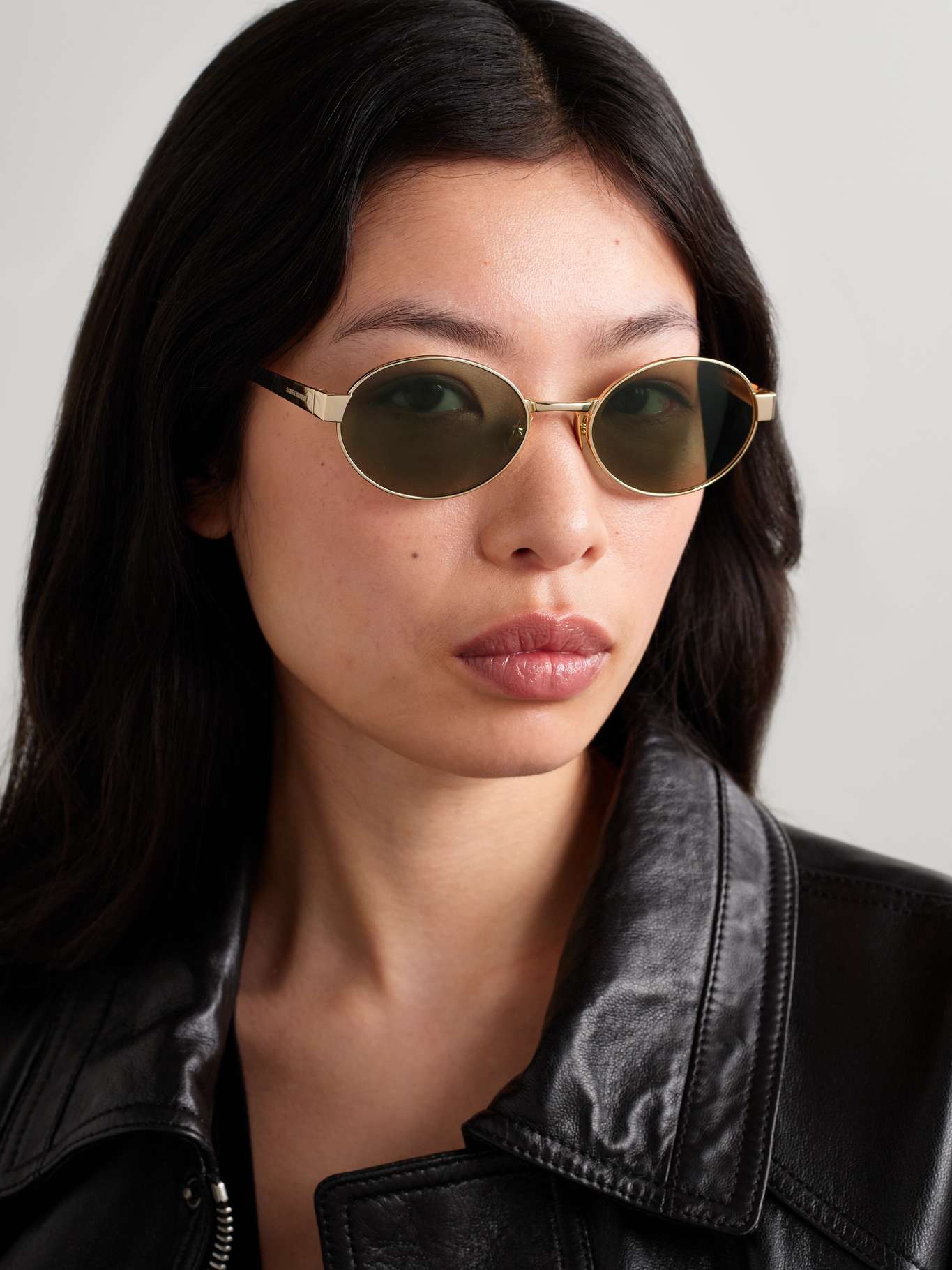 SAINT LAURENT EYEWEAR Oval-frame gold-tone sunglasses | NET-A-PORTER