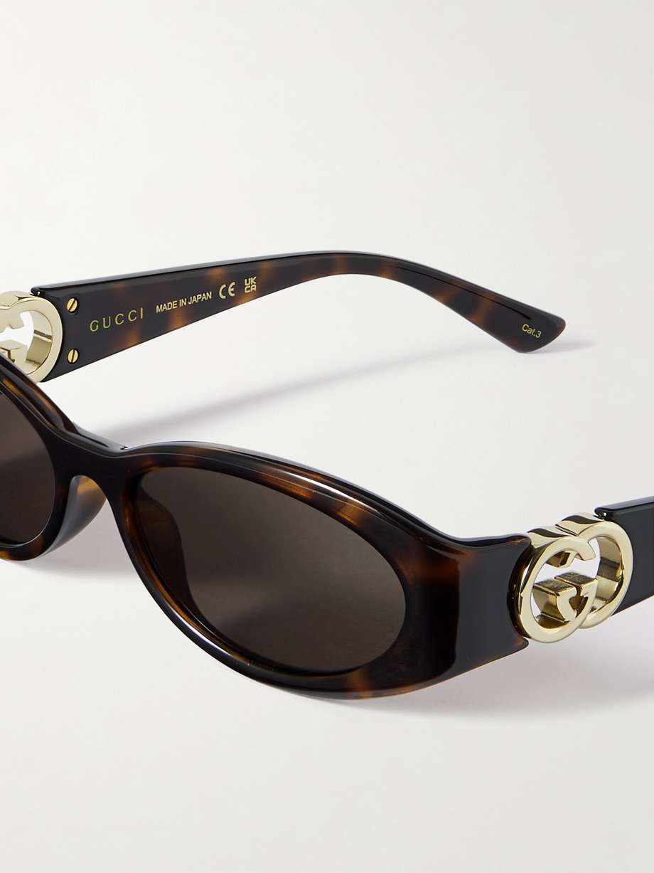 GUCCI EYEWEAR Oval-frame tortoiseshell acetate sunglasses | NET-A-PORTER