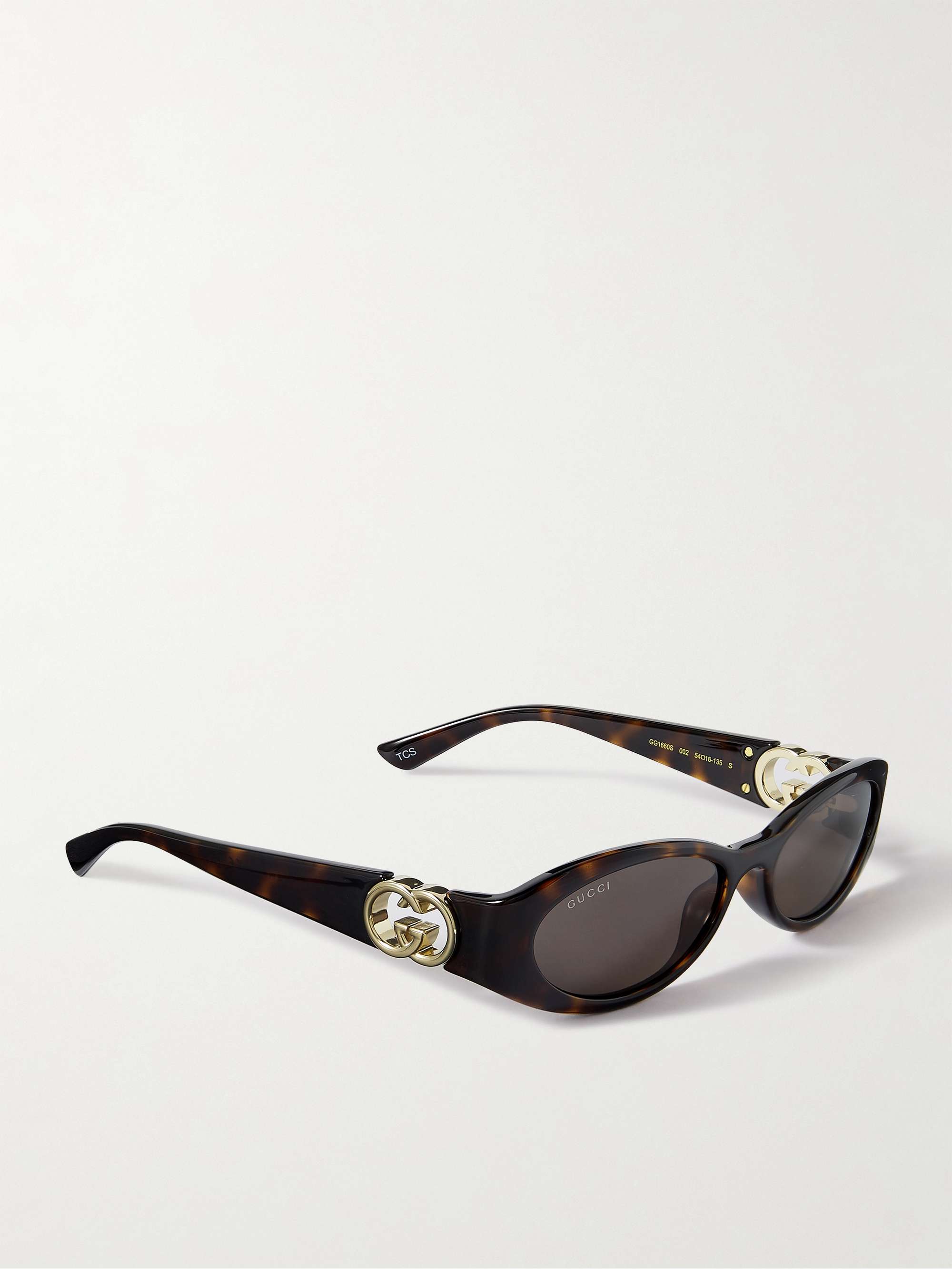 GUCCI EYEWEAR Oval-frame tortoiseshell acetate sunglasses | NET-A-PORTER