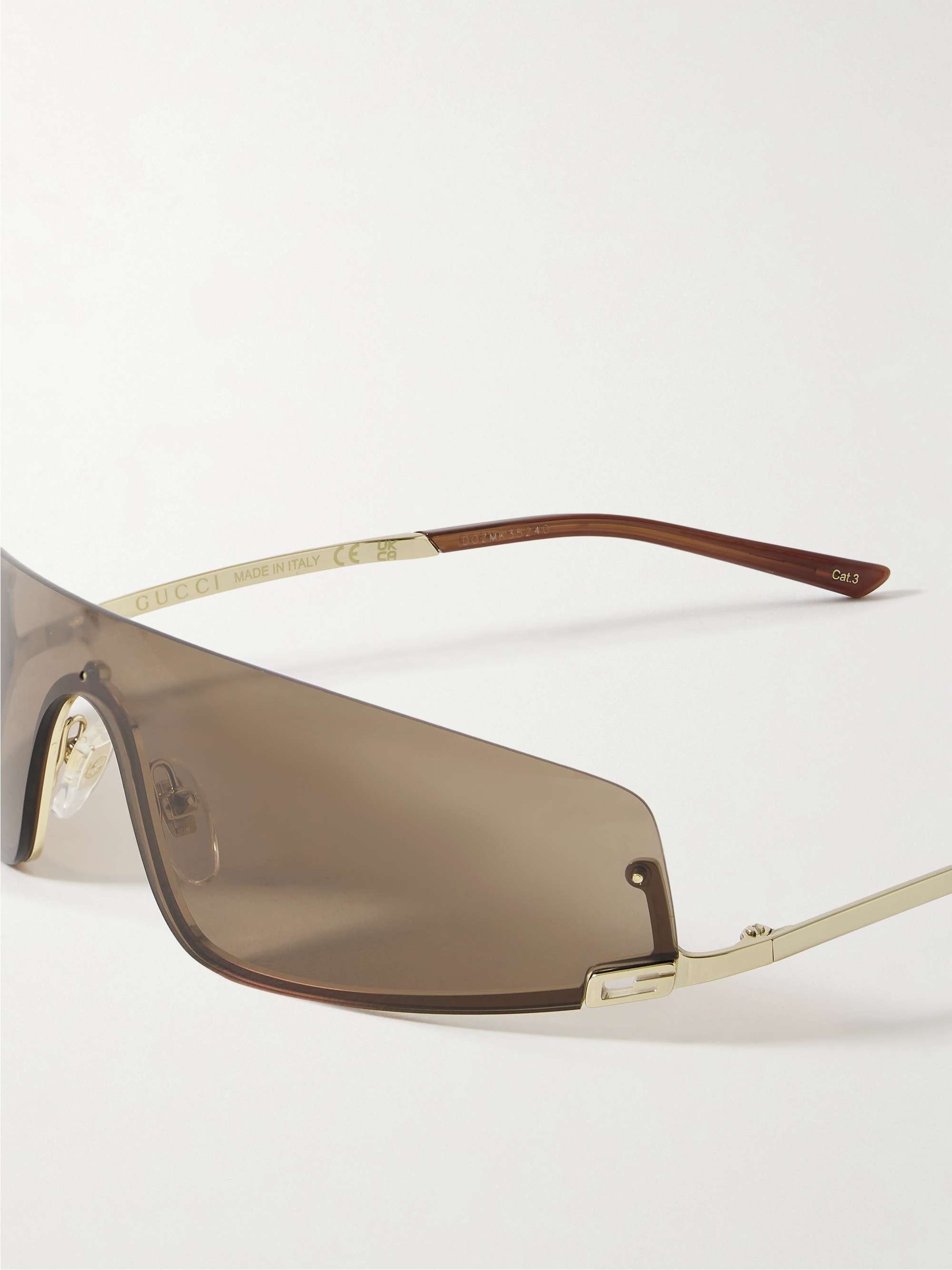 GUCCI EYEWEAR Rimless rectangle-frame gold-tone sunglasses | NET-A-PORTER
