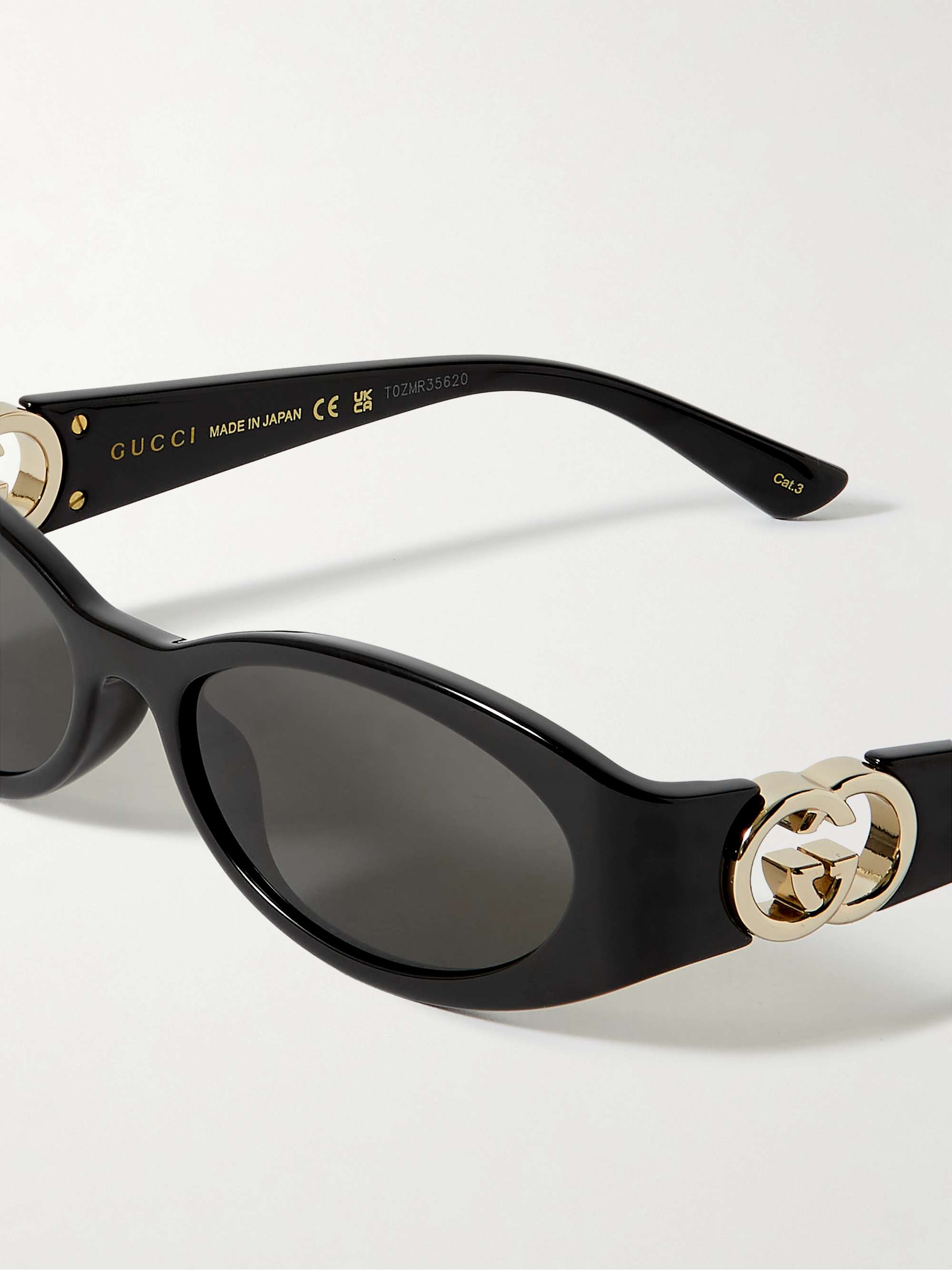 GUCCI EYEWEAR Oval-frame acetate and gold-tone sunglasses | NET-A-PORTER