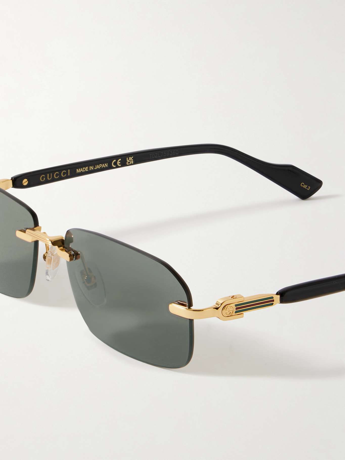 GUCCI EYEWEAR Rimless sqaure-frame gold-tone and acetate sunglasses ...