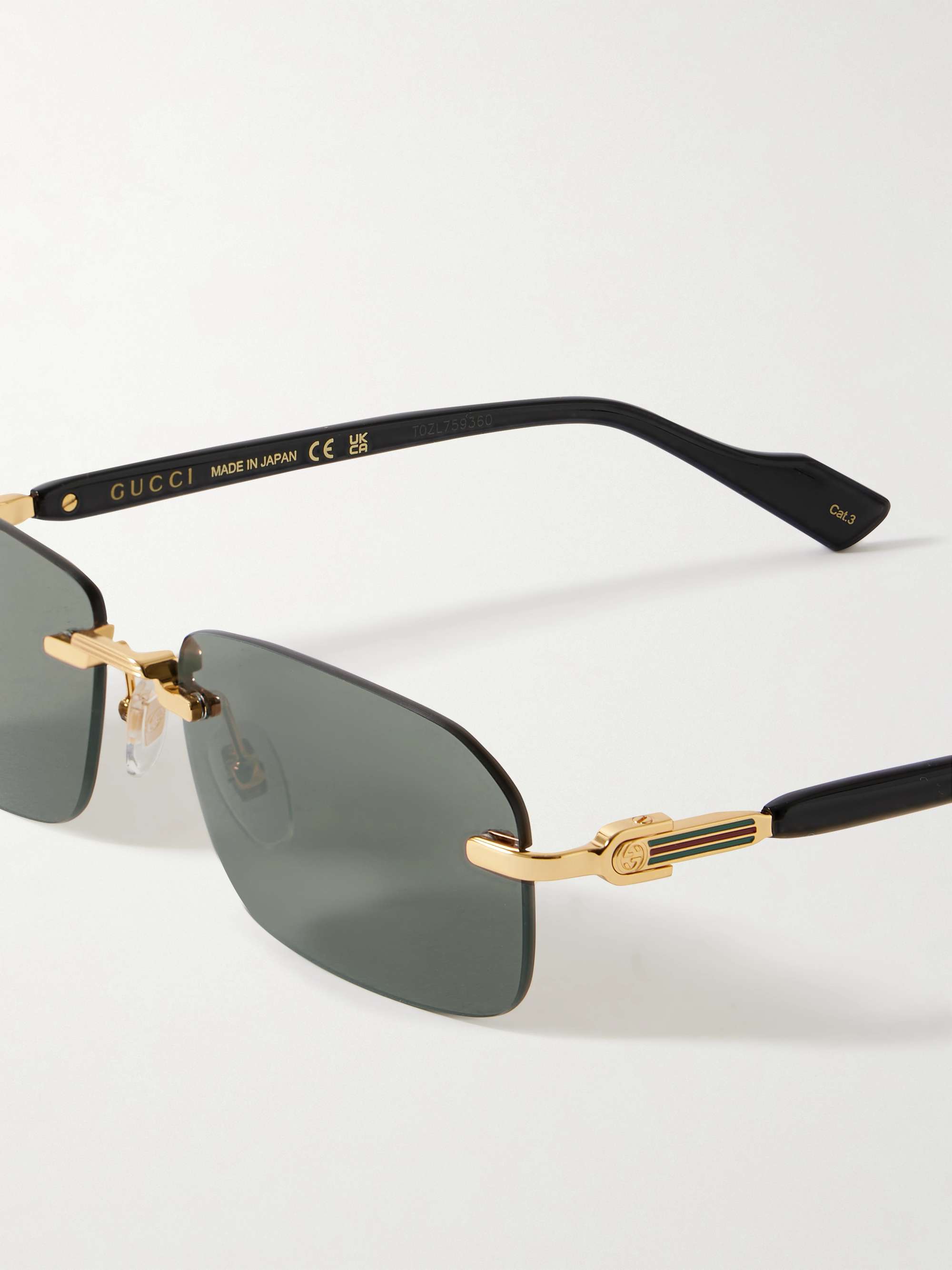 GUCCI EYEWEAR Rimless sqaure-frame gold-tone and acetate sunglasses ...