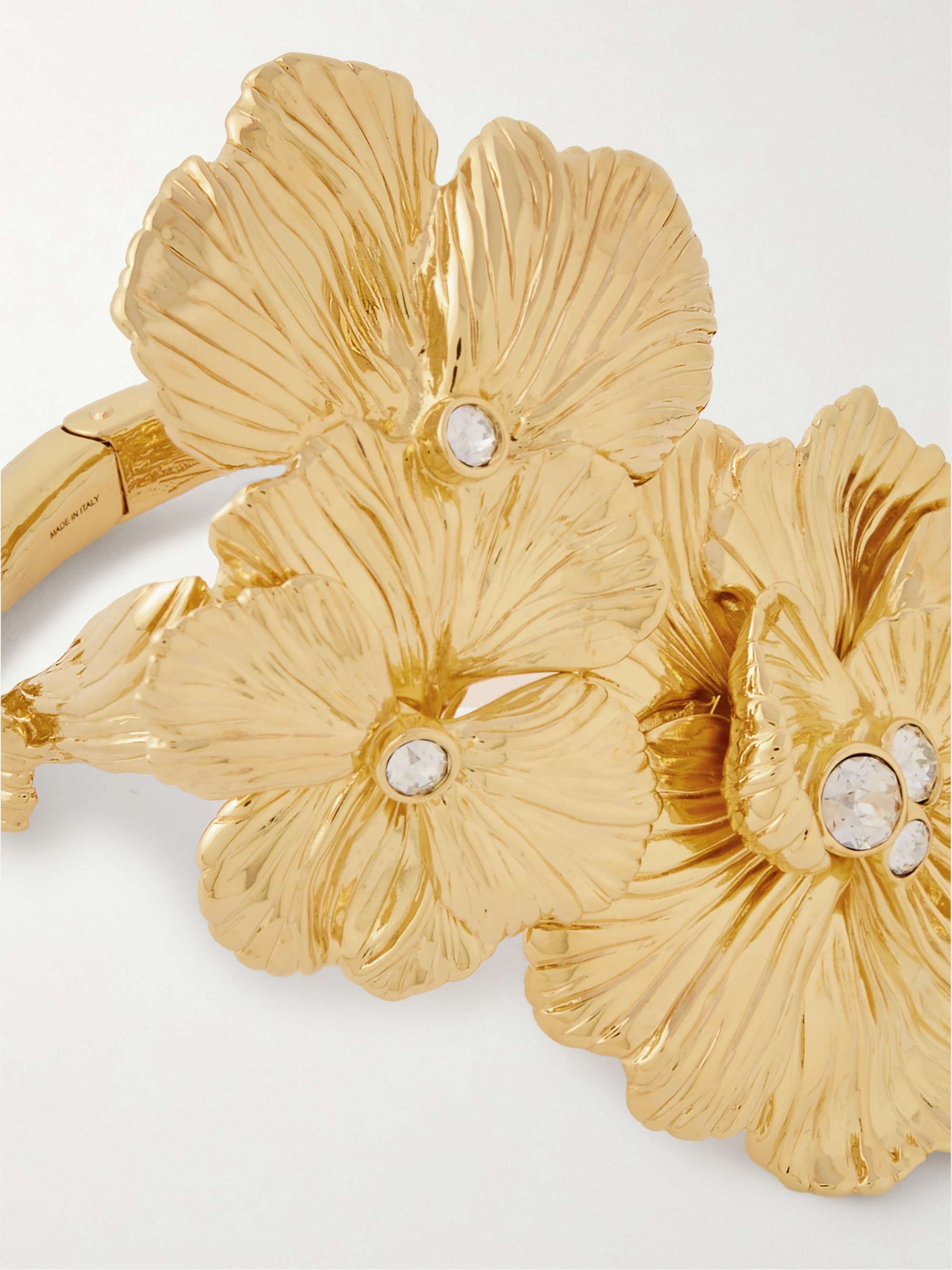 CHLOÉ Flowers gold-tone crystal cuff | NET-A-PORTER
