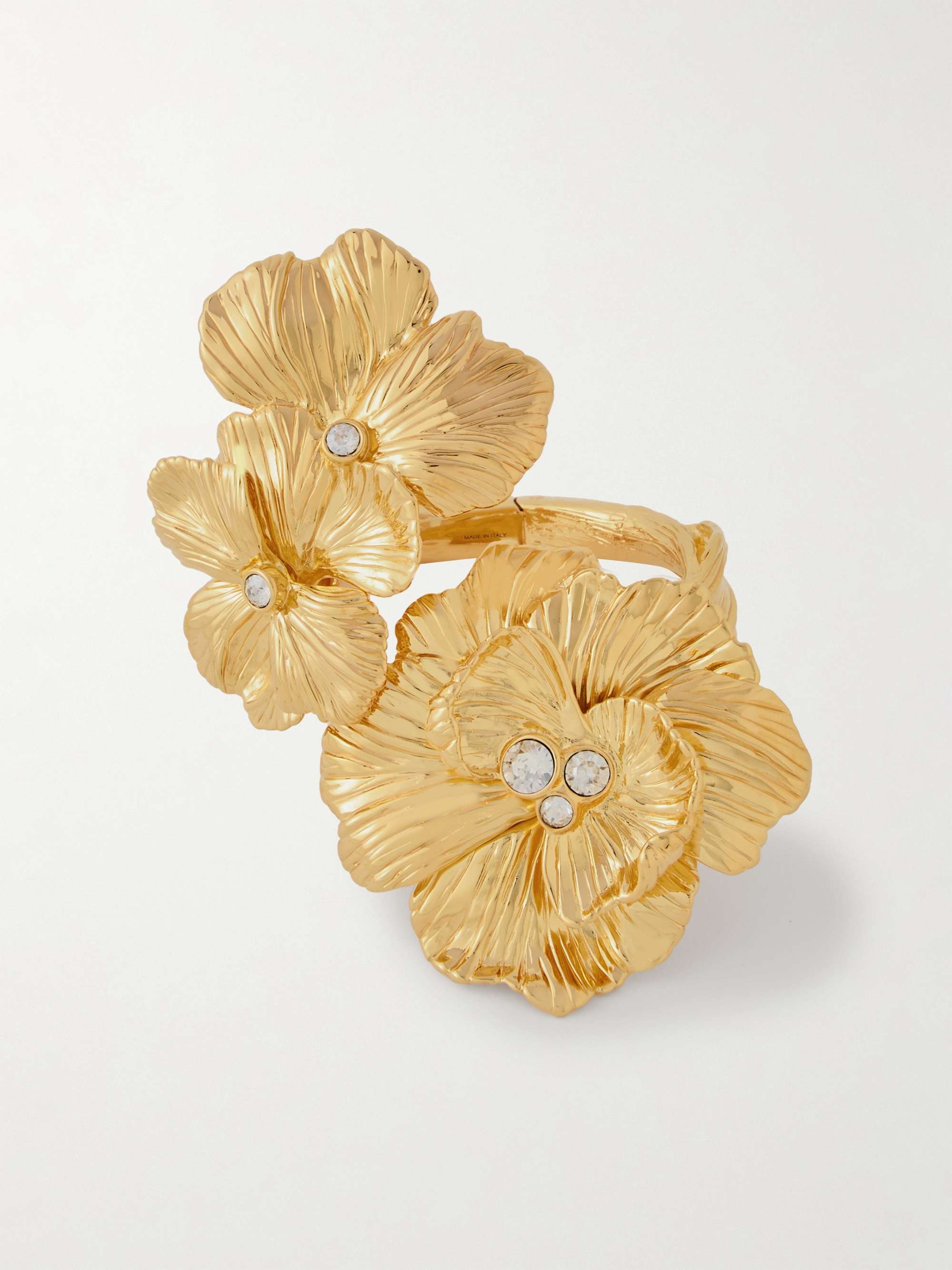 CHLOÉ Flowers gold-tone crystal cuff | NET-A-PORTER