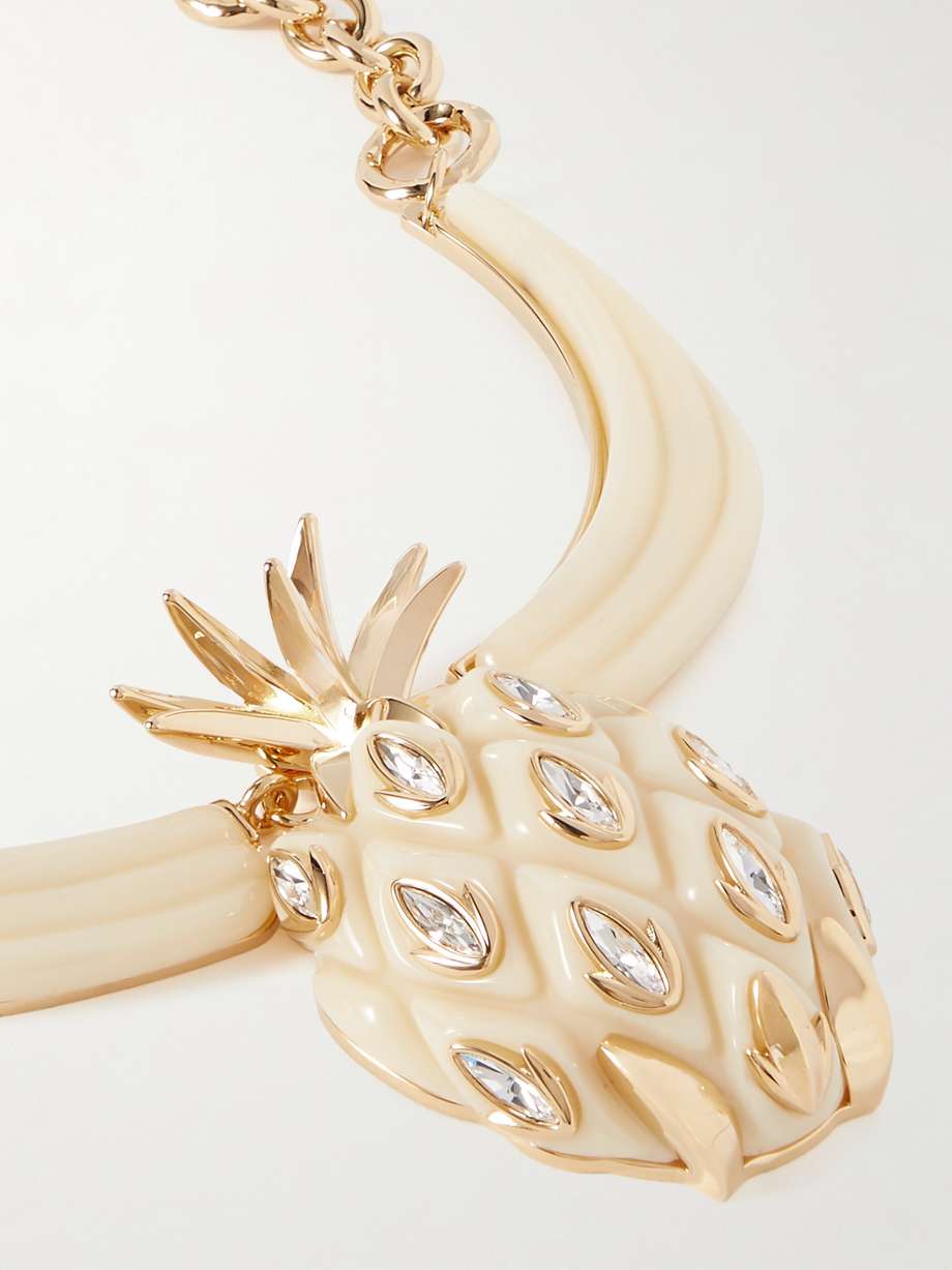 CHLOÉ Pineapple gold-tone, crystal and resin necklace | NET-A-PORTER