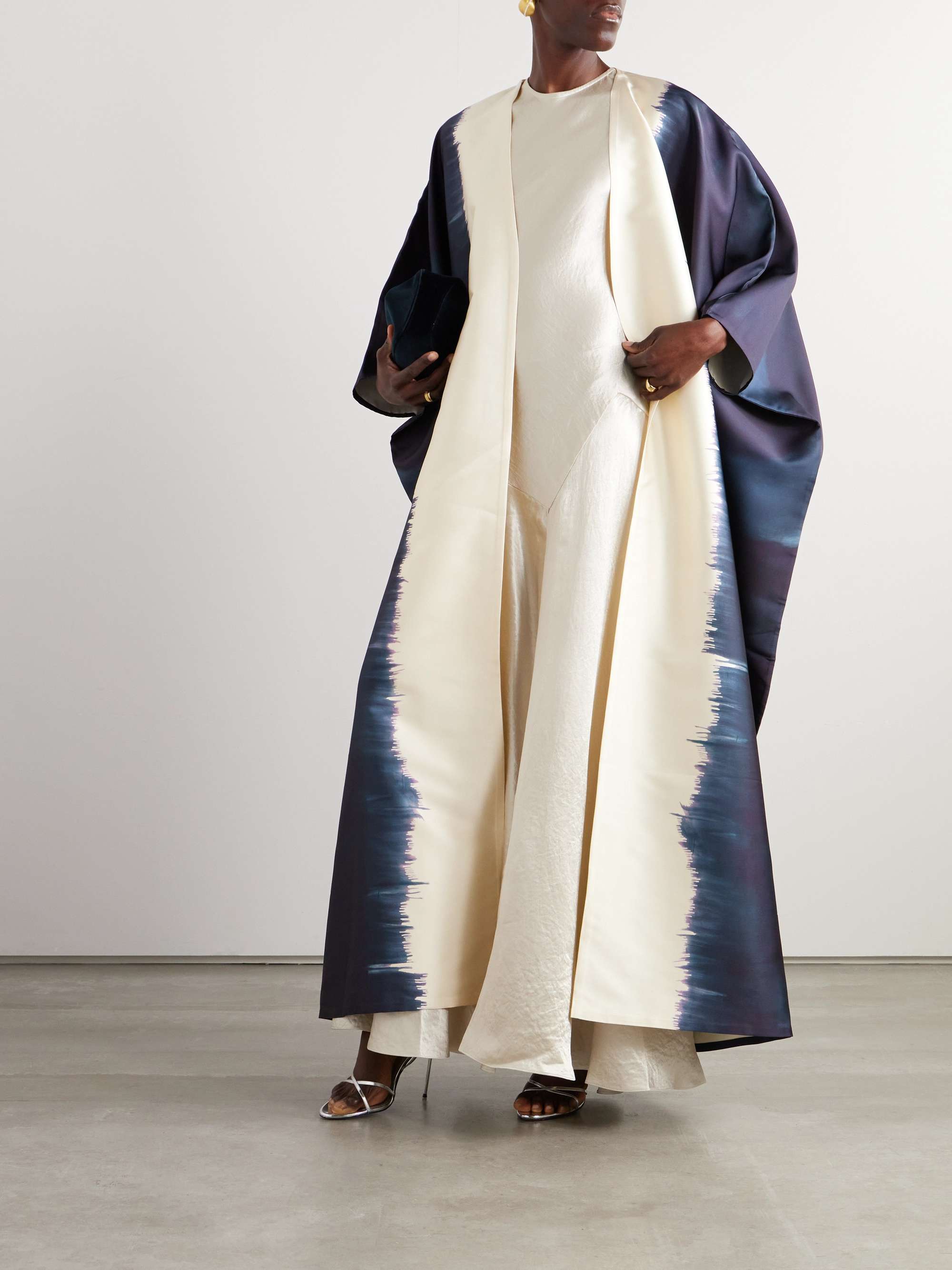 DIMA AYAD Tie-dyed satin-twill kaftan | NET-A-PORTER
