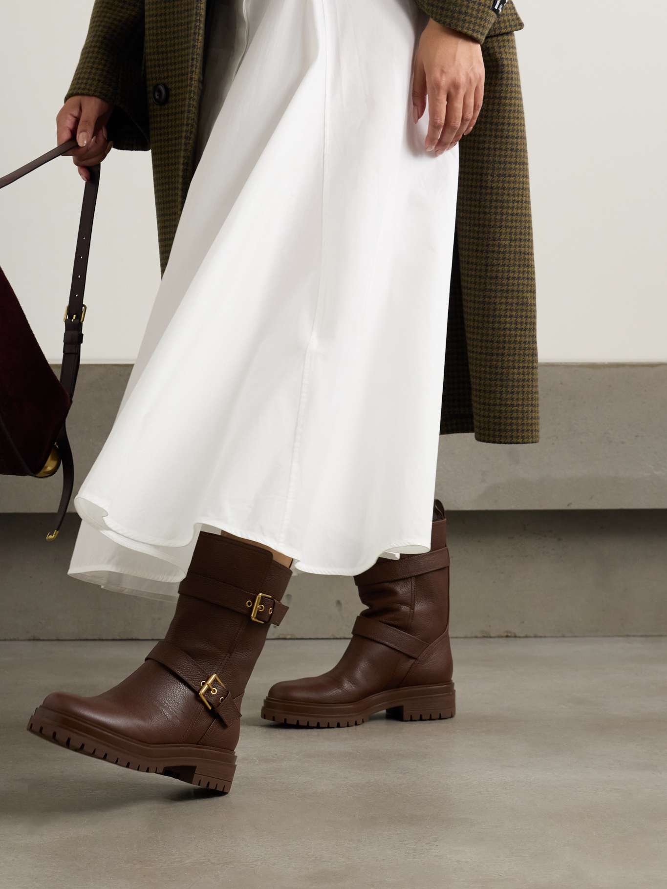 GIANVITO ROSSI Thiago Flair buckled textured-leather boots | NET-A-PORTER