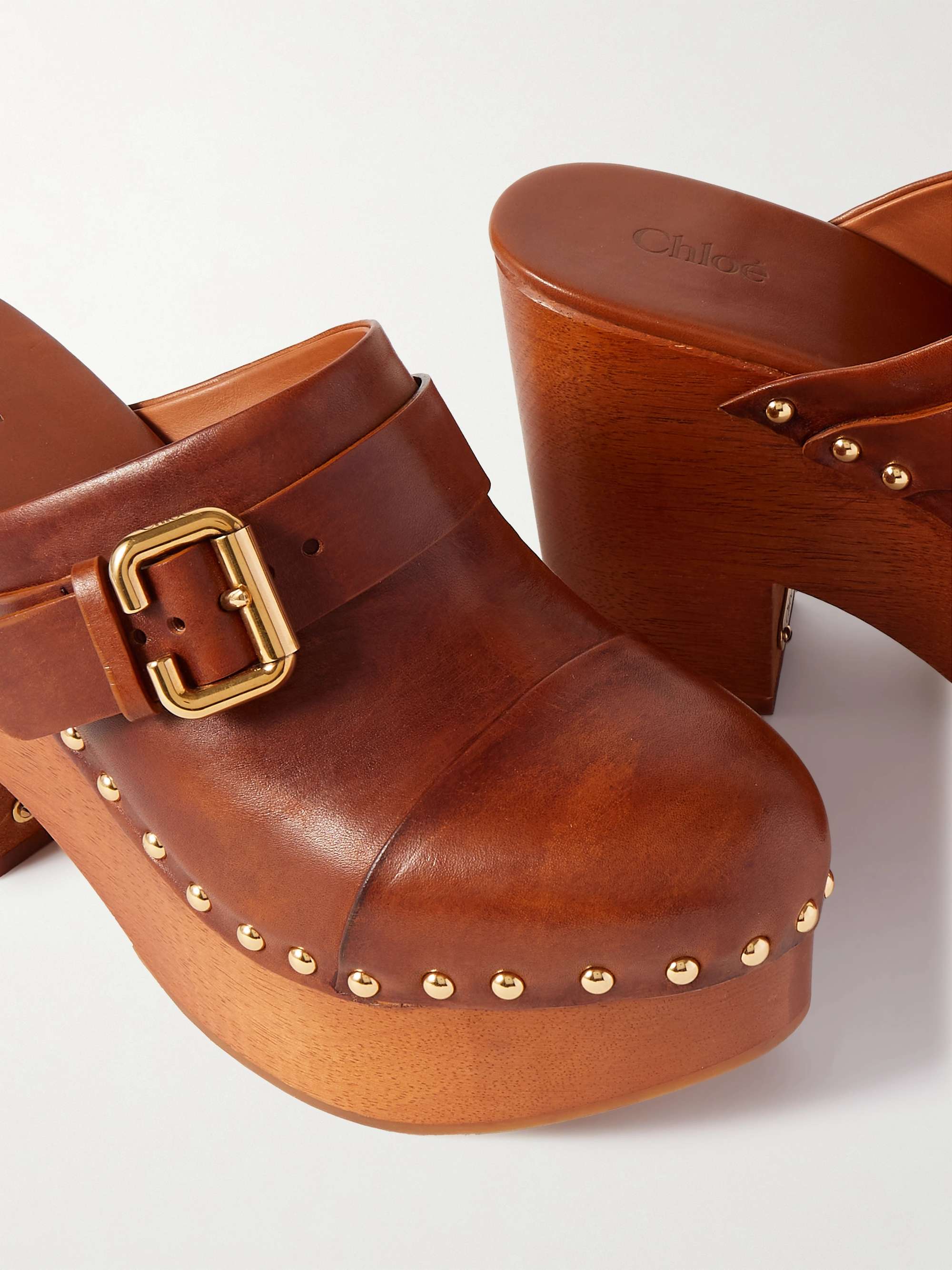 CHLOÉ Jeanette studded platform clogs | NET-A-PORTER