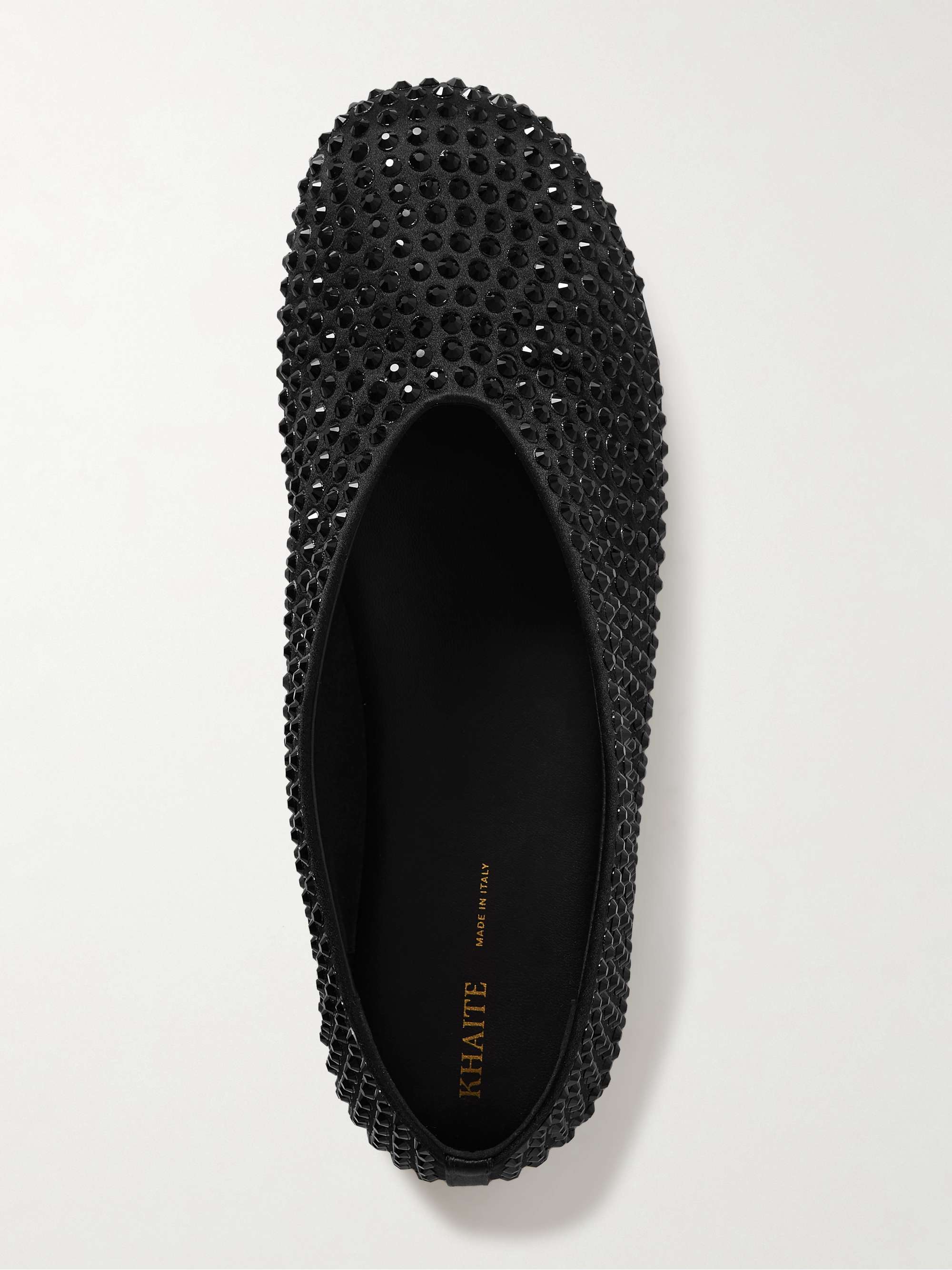 KHAITE Marcy crystal-embellished satin ballet flats | NET-A-PORTER