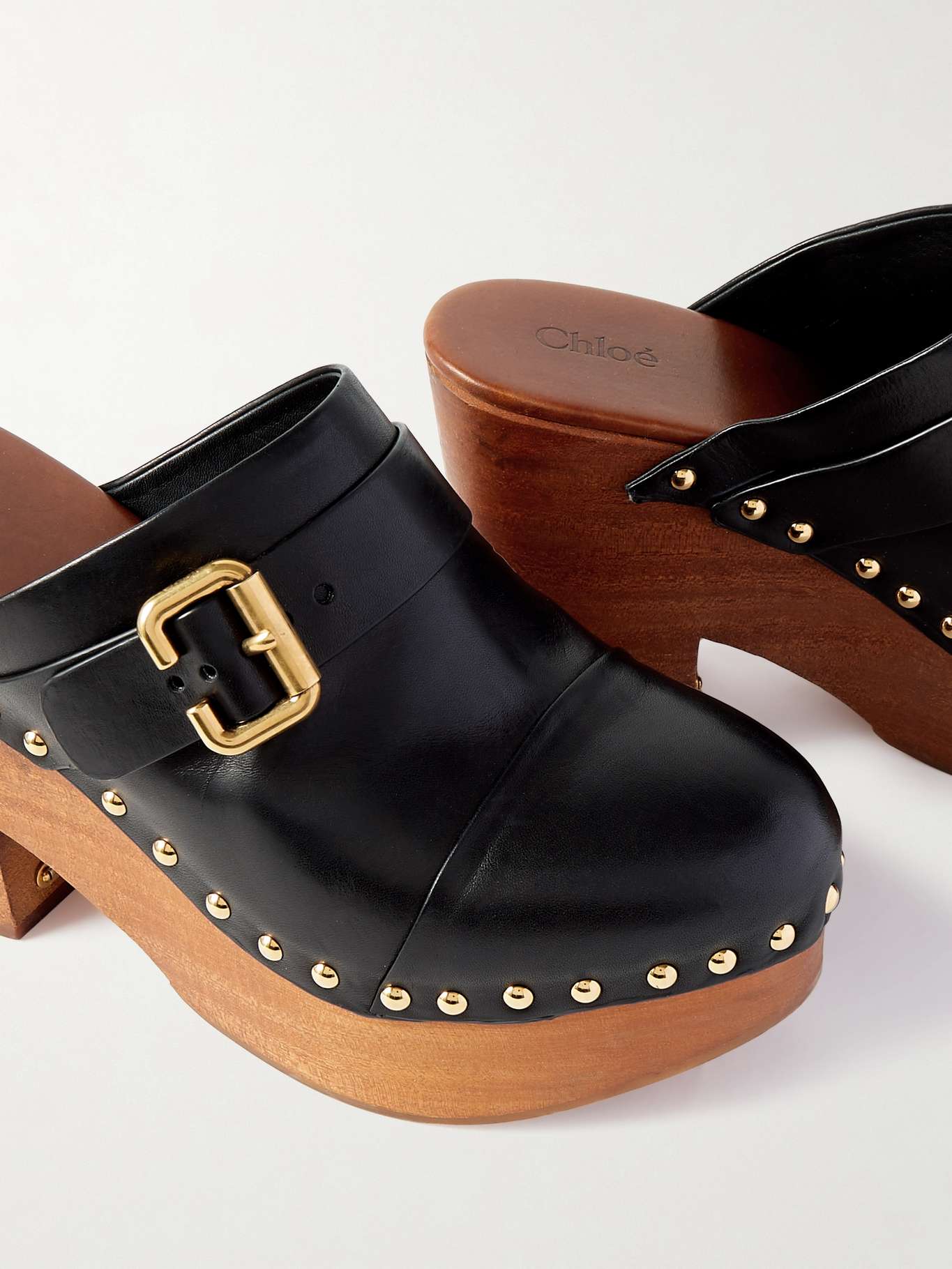 CHLOÉ Jeanette studded platform clogs | NET-A-PORTER