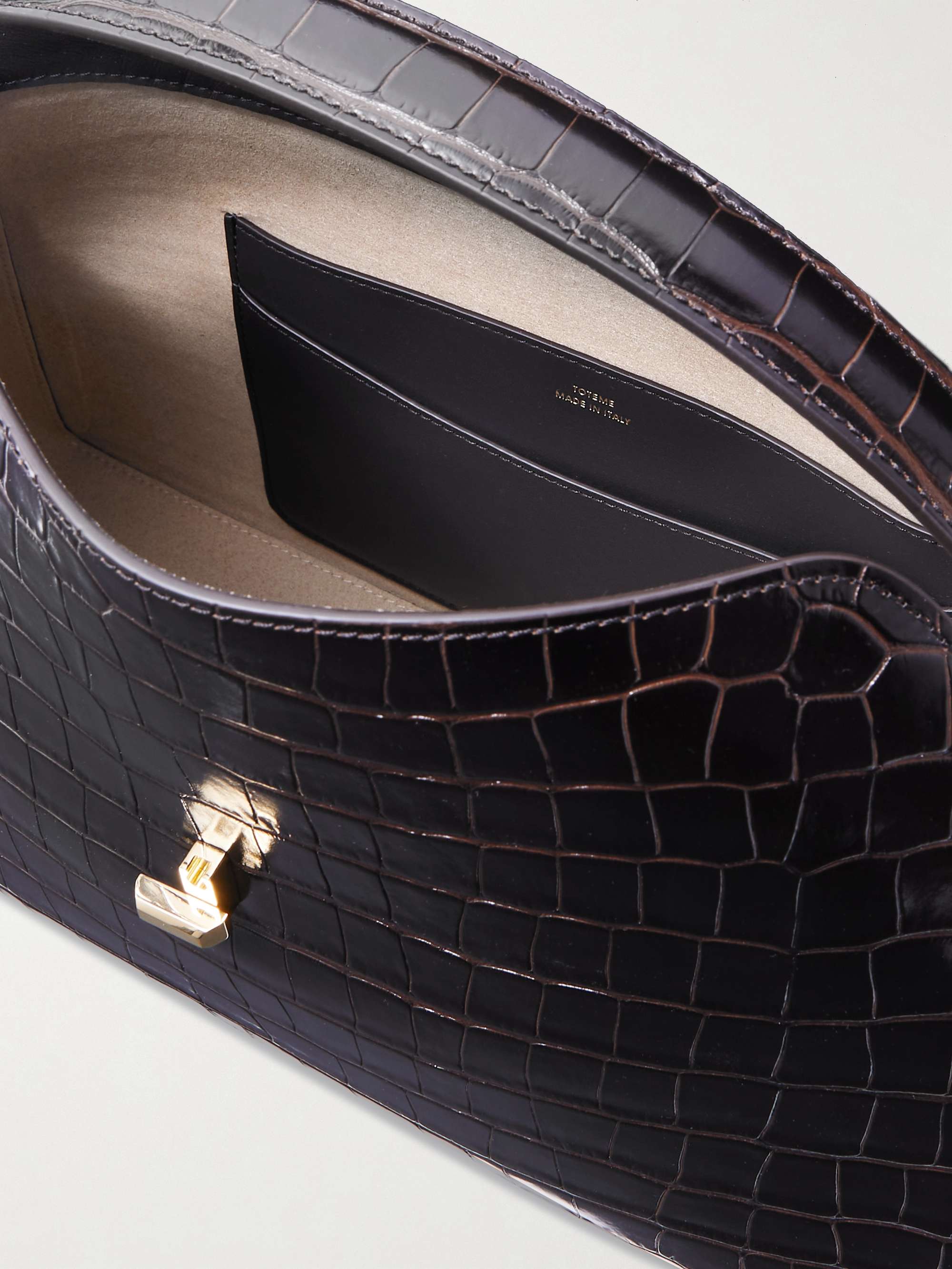 TOTEME T-Lock croc-effect leather shoulder bag | NET-A-PORTER