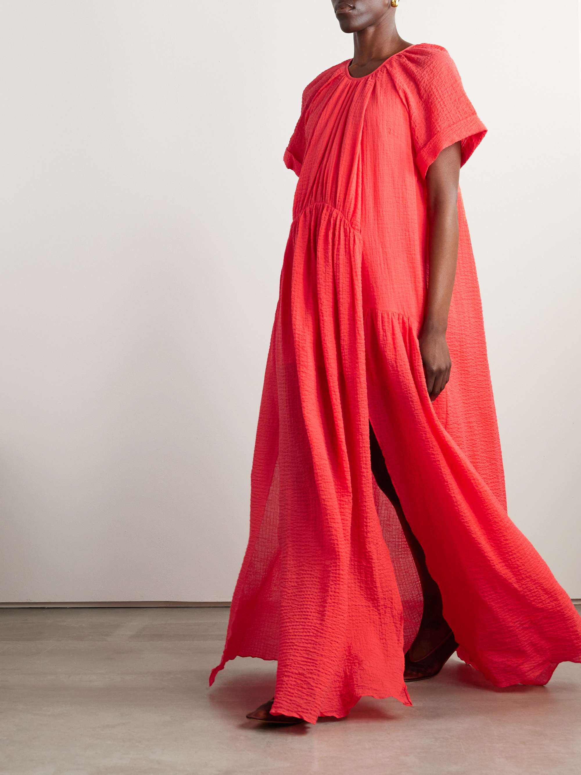 MOTHER OF PEARL May organic cotton-blend seersucker maxi dress | NET-A ...