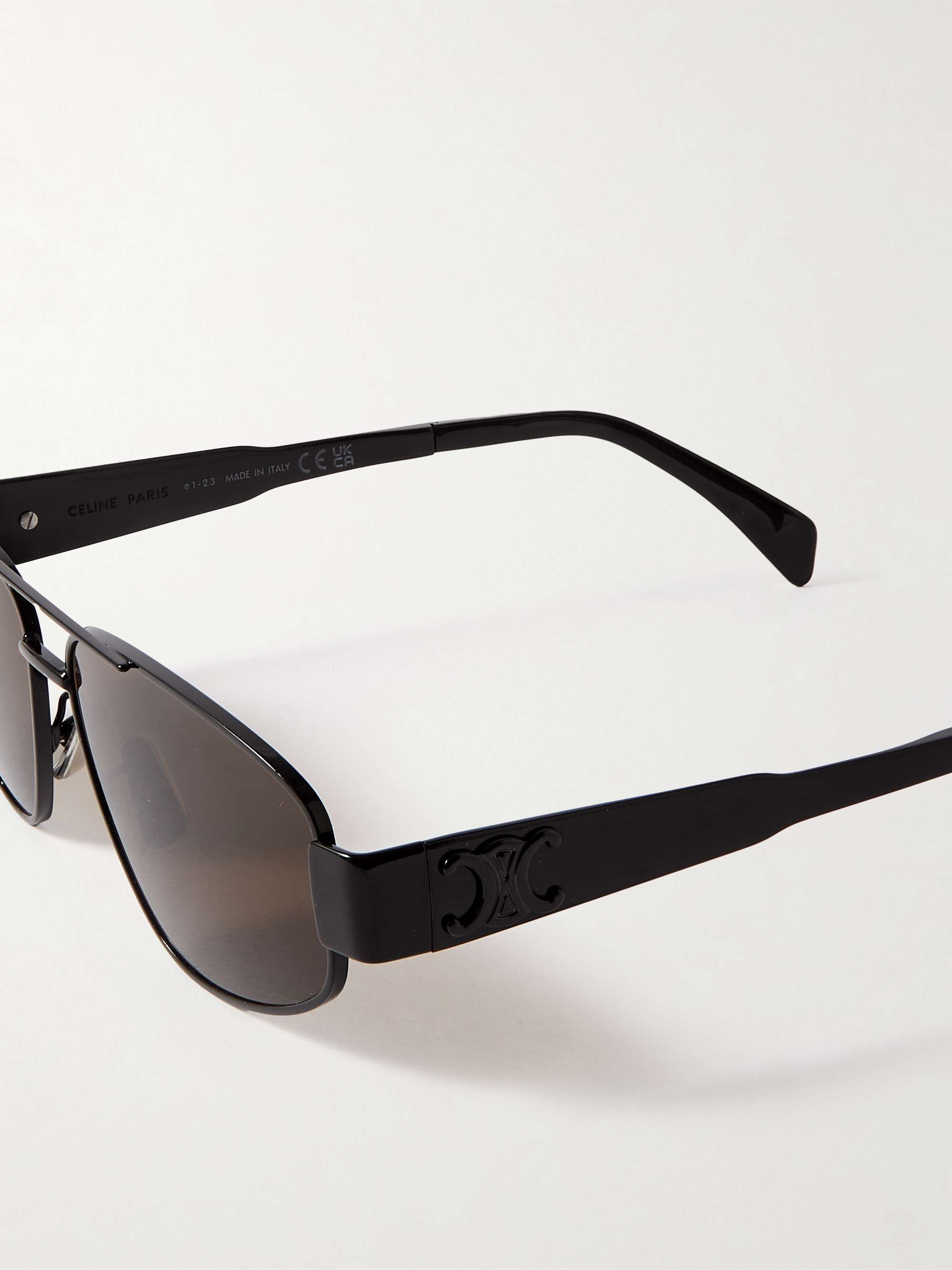 CELINE EYEWEAR Triomphe aviator-style metal and acetate sunglasses ...