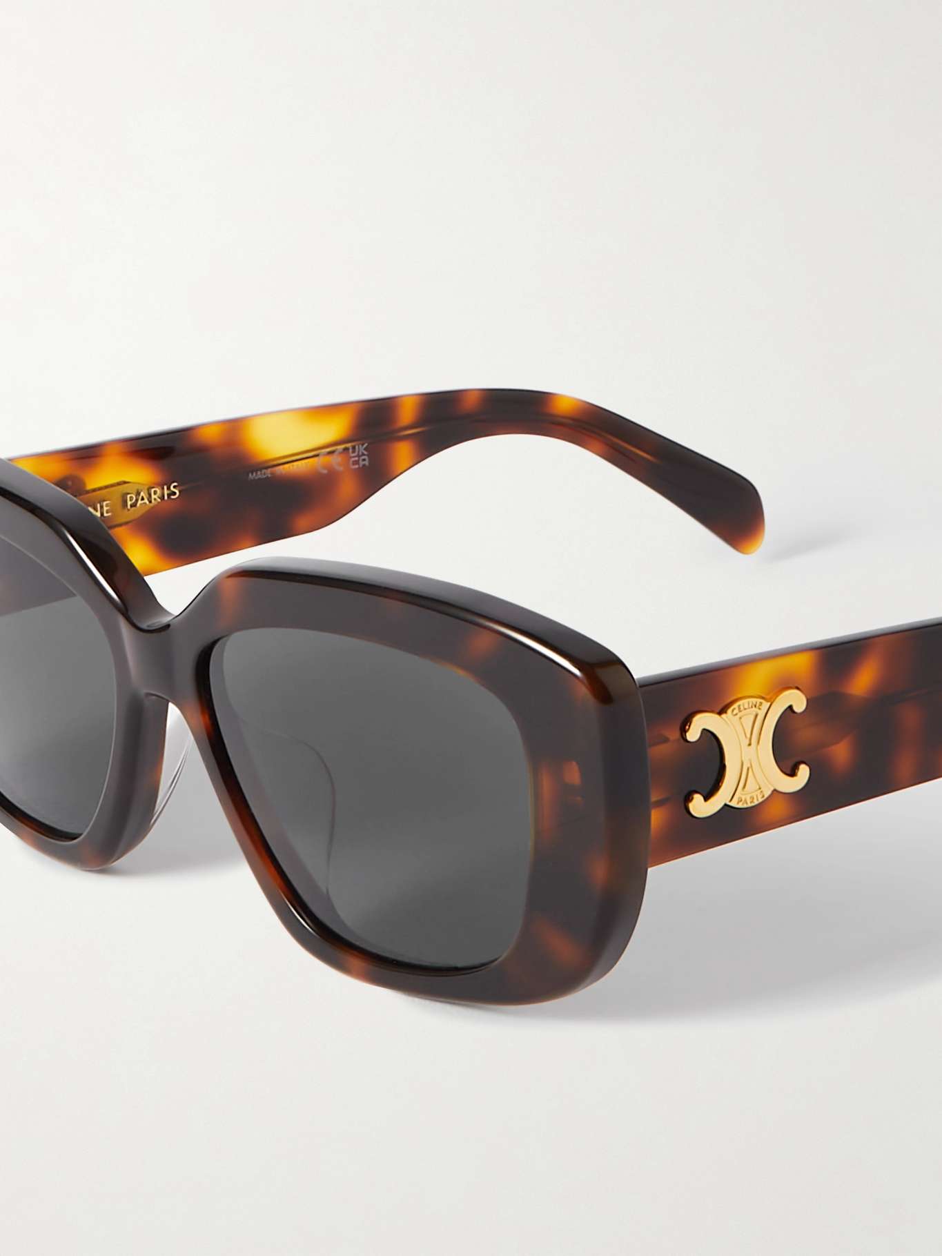 CELINE EYEWEAR Triomphe rectangular-frame tortoiseshell acetate sunglasses | NET-A-PORTER