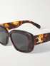 CELINE EYEWEAR Triomphe rectangular-frame tortoiseshell acetate sunglasses | NET-A-PORTER