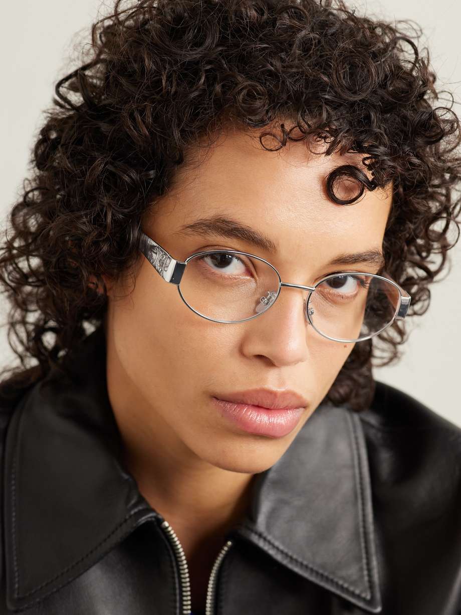 CELINE EYEWEAR Triomphe oval-frame silver-tone optical glasses | NET-A ...