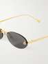 FENDI EYEWEAR Rimless oval-frame crystal-embellished gold-tone ...