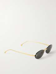 FENDI EYEWEAR Rimless oval-frame crystal-embellished gold-tone ...