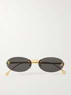 FENDI EYEWEAR Rimless oval-frame crystal-embellished gold-tone ...