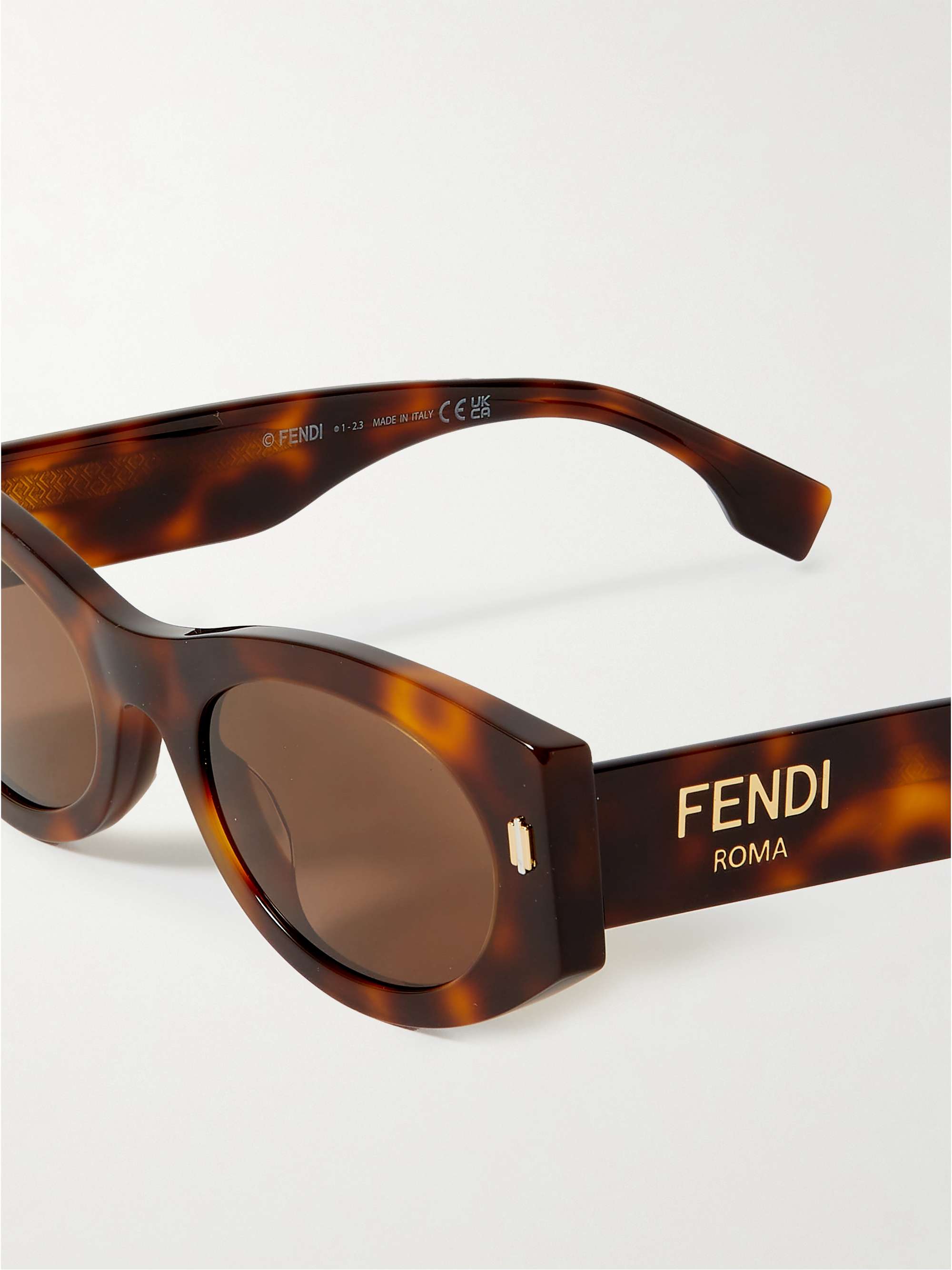 FENDI EYEWEAR Roma oval-frame tortoiseshell acetate sunglasses | NET-A ...