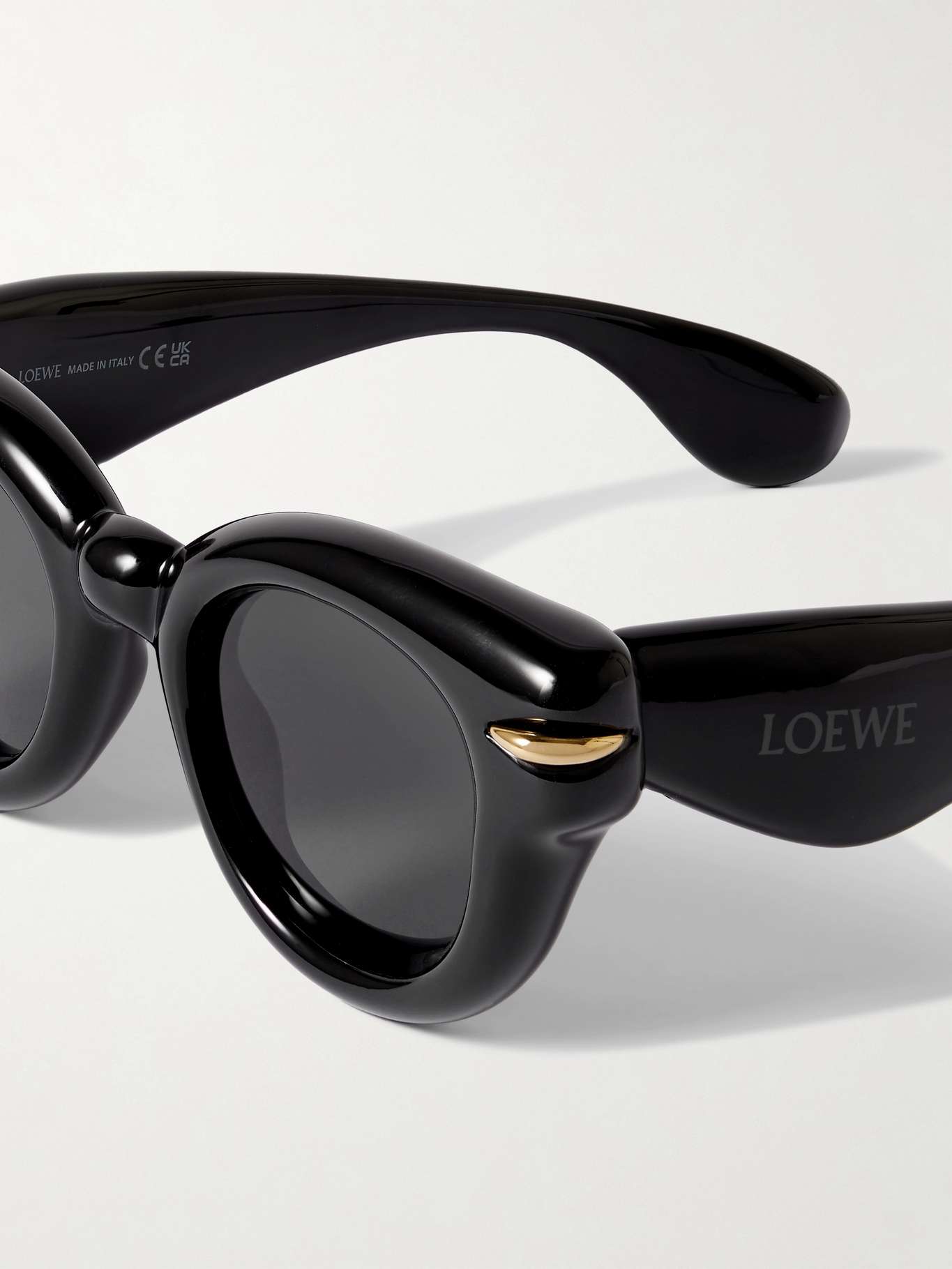 LOEWE EYEWEAR Inflated gold-tone embellished cat-eye acetate sunglasses ...