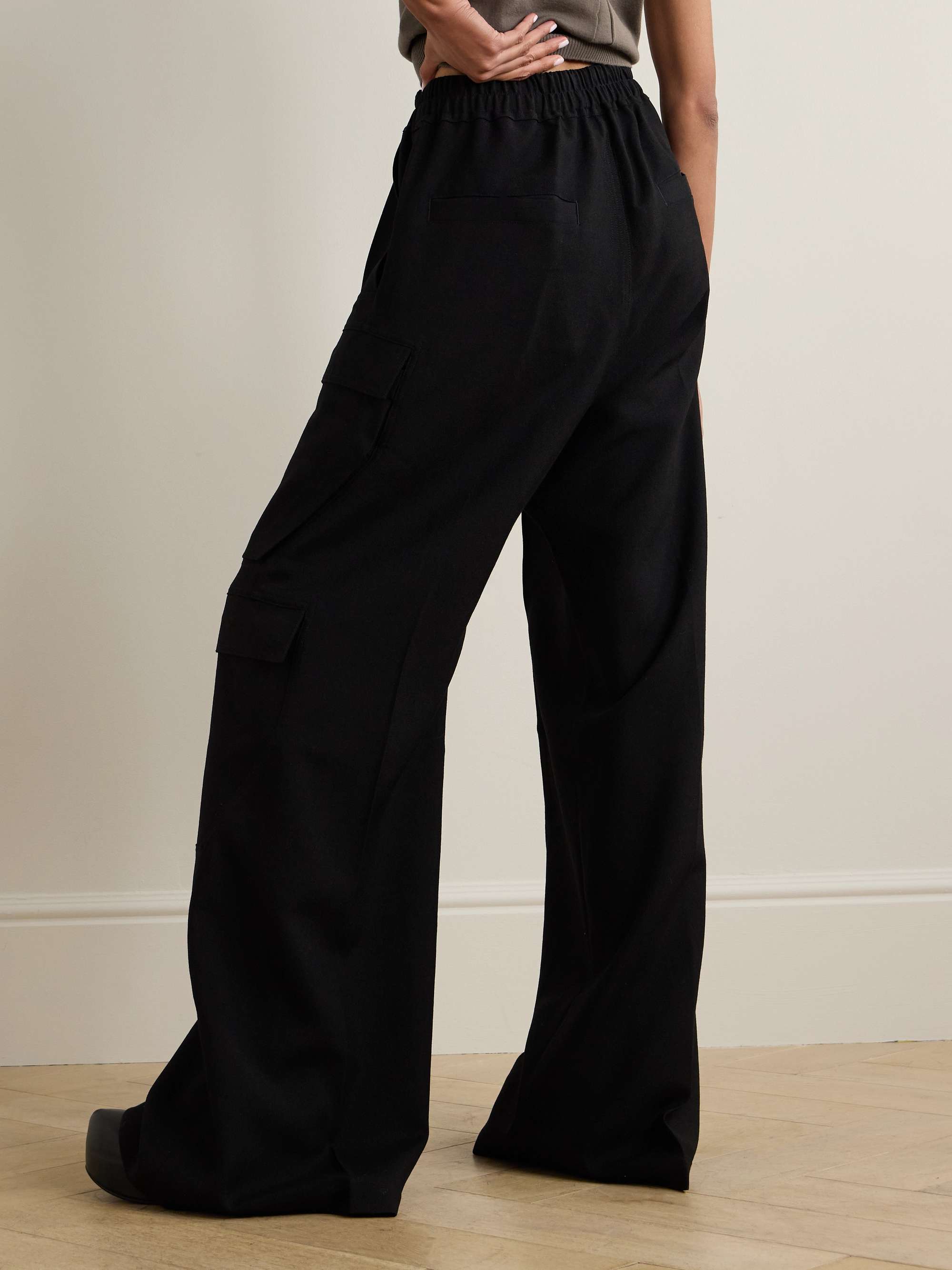 RICK OWENS Cargobelas eyelet-embellished grain de poudre wool wide-leg ...