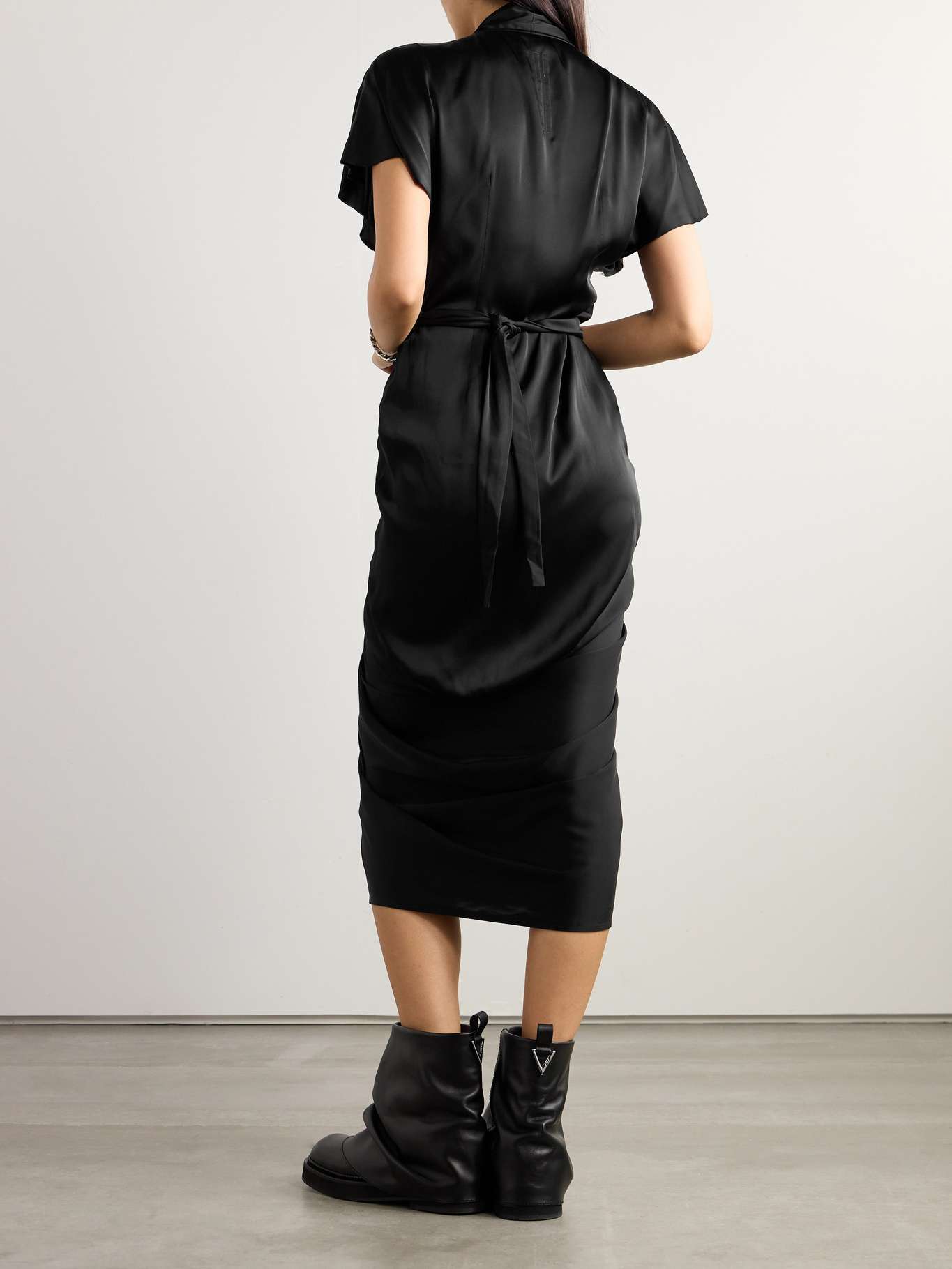 Draped satin midi wrap dress | NET-A-PORTER