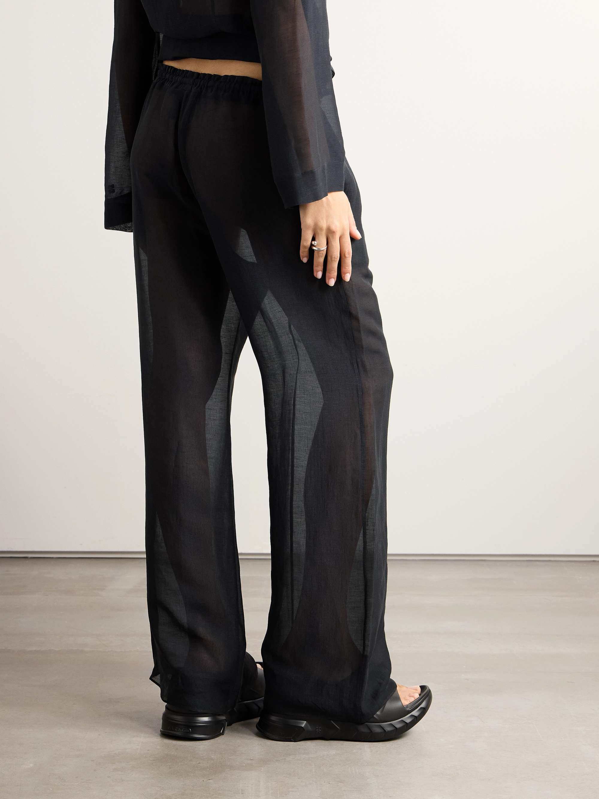 GIVENCHY Silk and linen-blend voile wide-leg pants | NET-A-PORTER