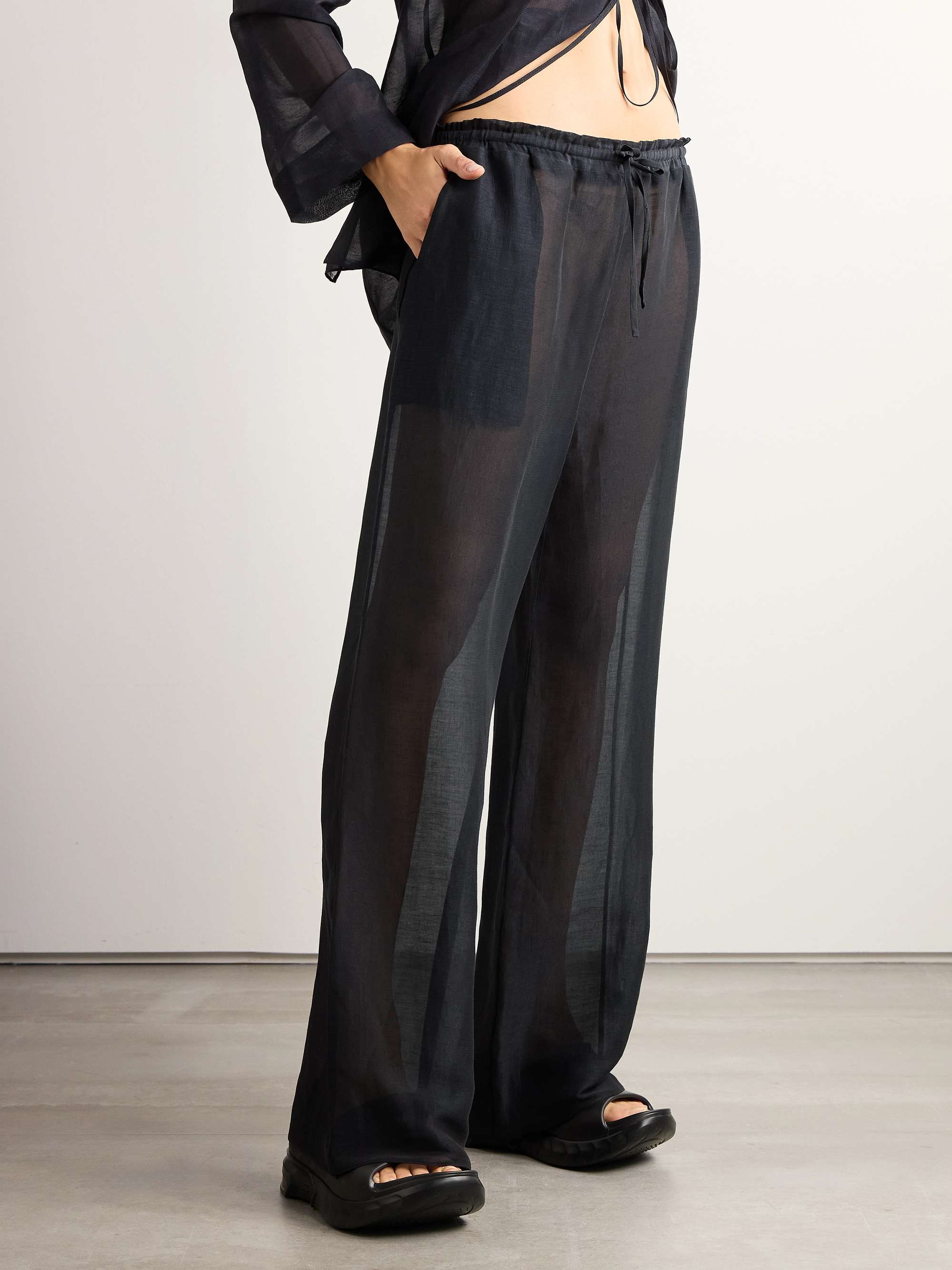 GIVENCHY Silk and linen-blend voile wide-leg pants | NET-A-PORTER