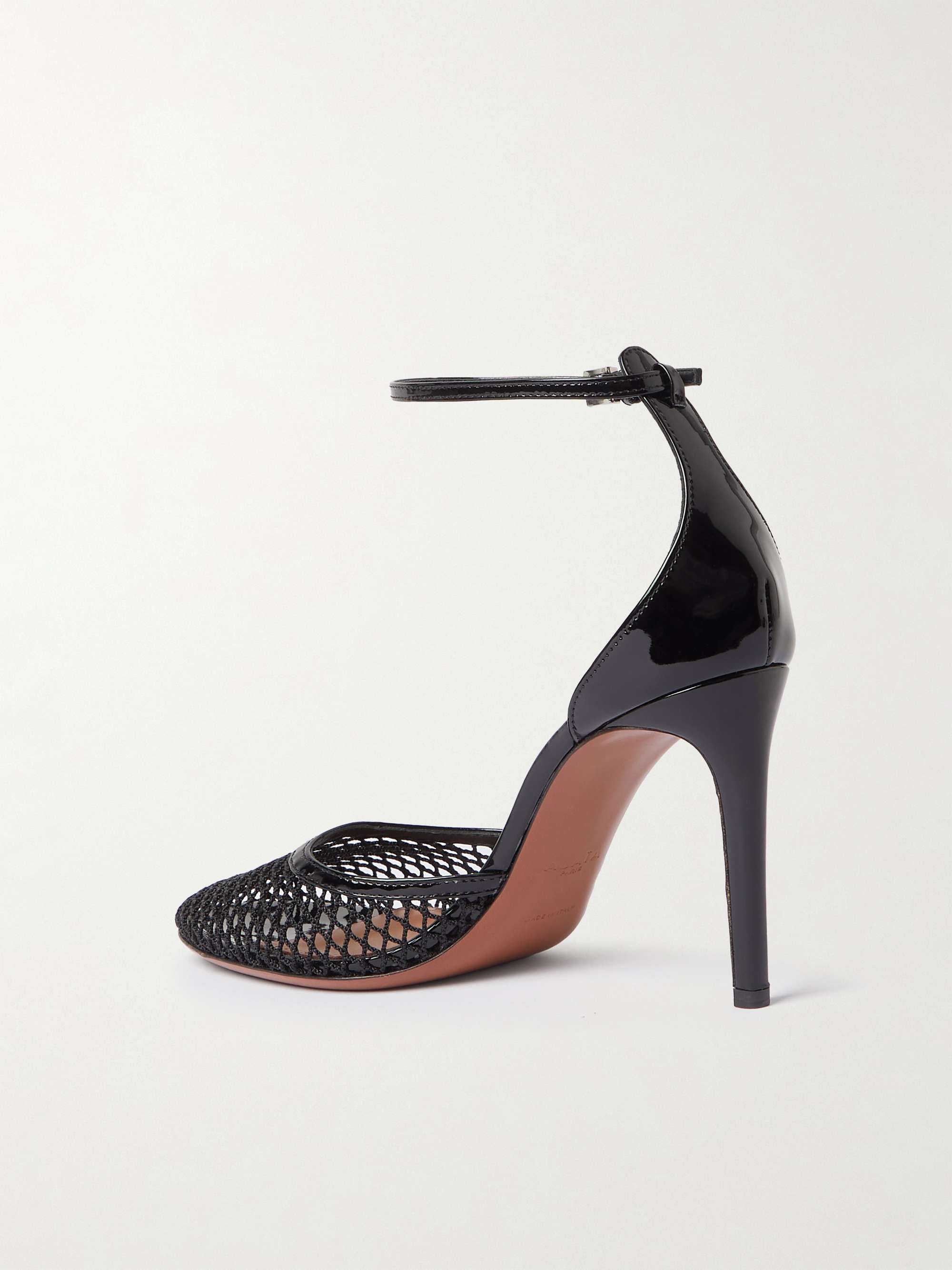ALAÏA 90 fishnet and patent-leather pumps | NET-A-PORTER