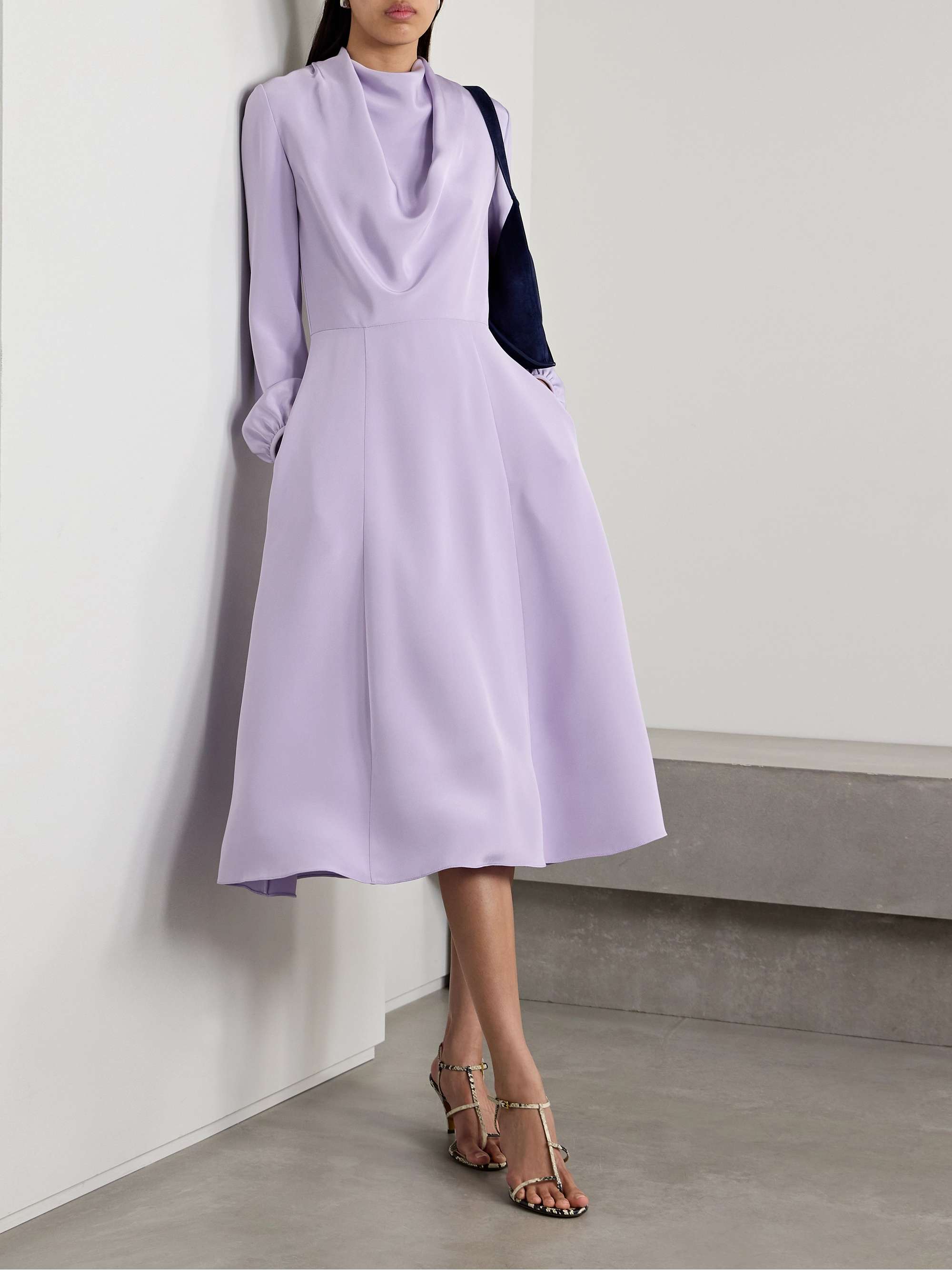 ADAM LIPPES Blythe draped silk-crepe midi dress | NET-A-PORTER