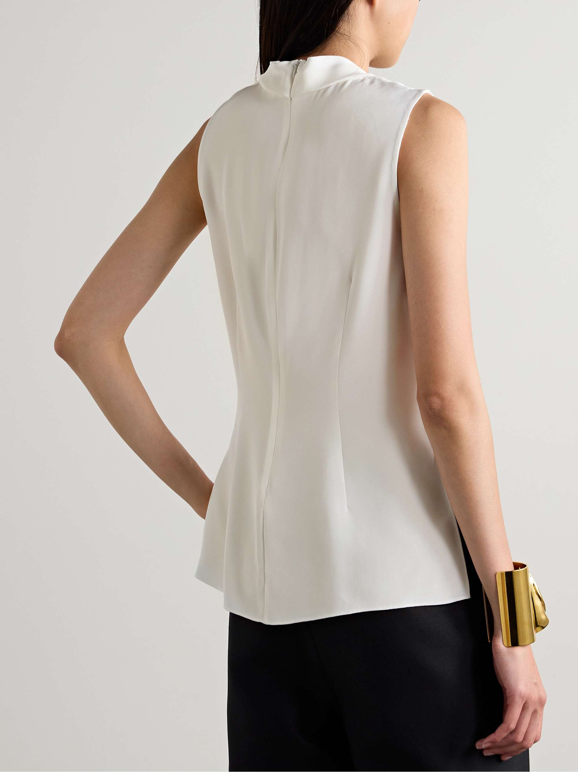ADAM LIPPES Blythe draped silk-crepe blouse | NET-A-PORTER