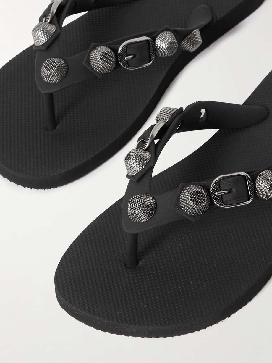 BALENCIAGA Cagole embellished rubber flip flops | NET-A-PORTER