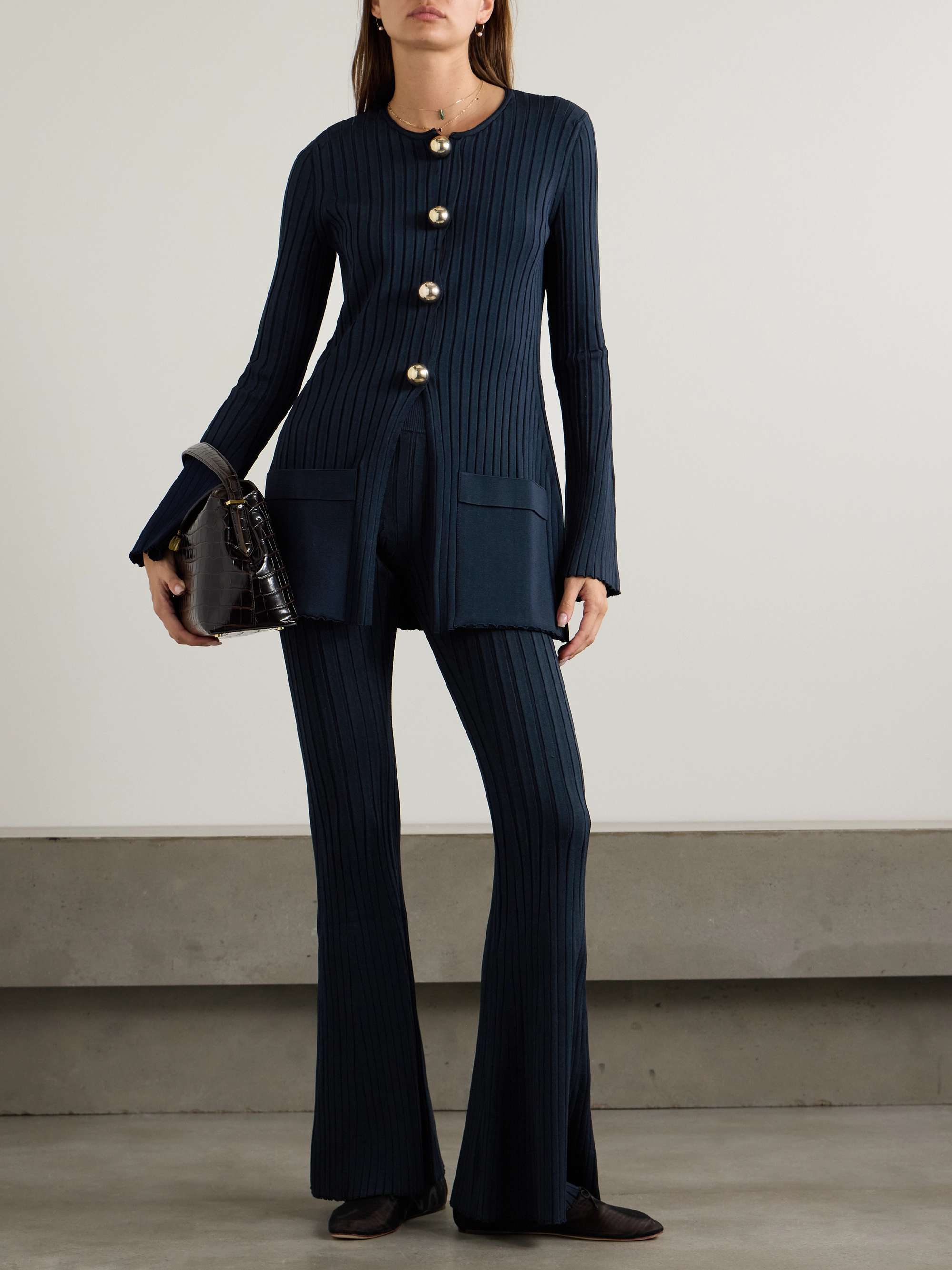 STELLA MCCARTNEY Ribbed-knit flared pants | NET-A-PORTER