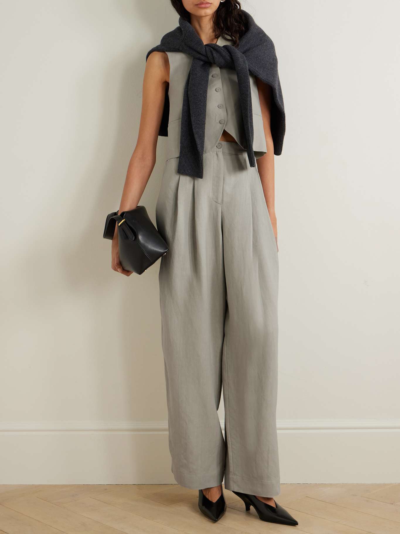 THE FRANKIE SHOP Piper pleated twill wide-leg pants | NET-A-PORTER