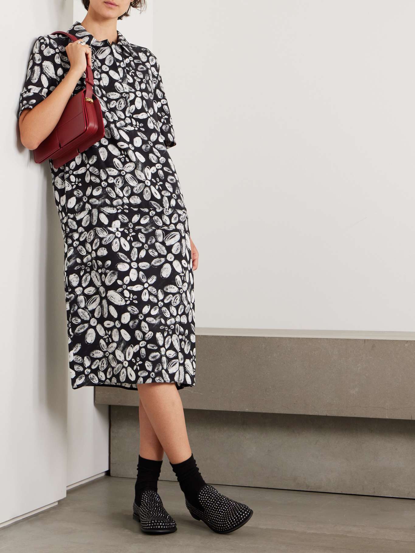 MARNI Printed crepe midi dress | NET-A-PORTER