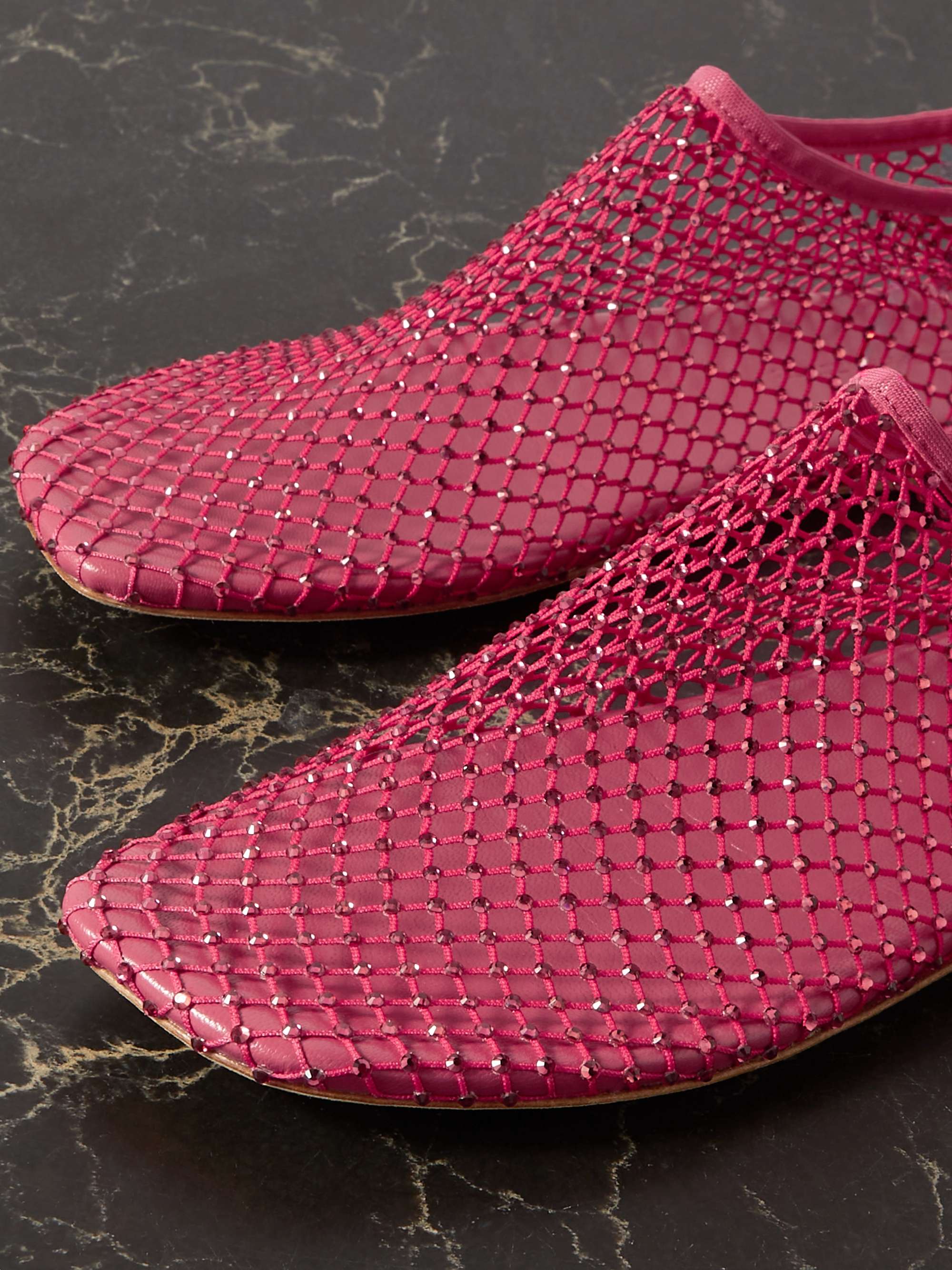 CHRISTOPHER ESBER Minette crystal-embellished mesh ballet flats | NET-A ...