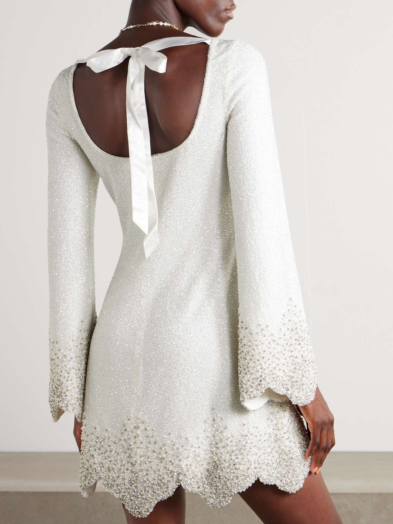 CLIO PEPPIATT Embellished scalloped stretch-tulle mini dress | NET-A-PORTER