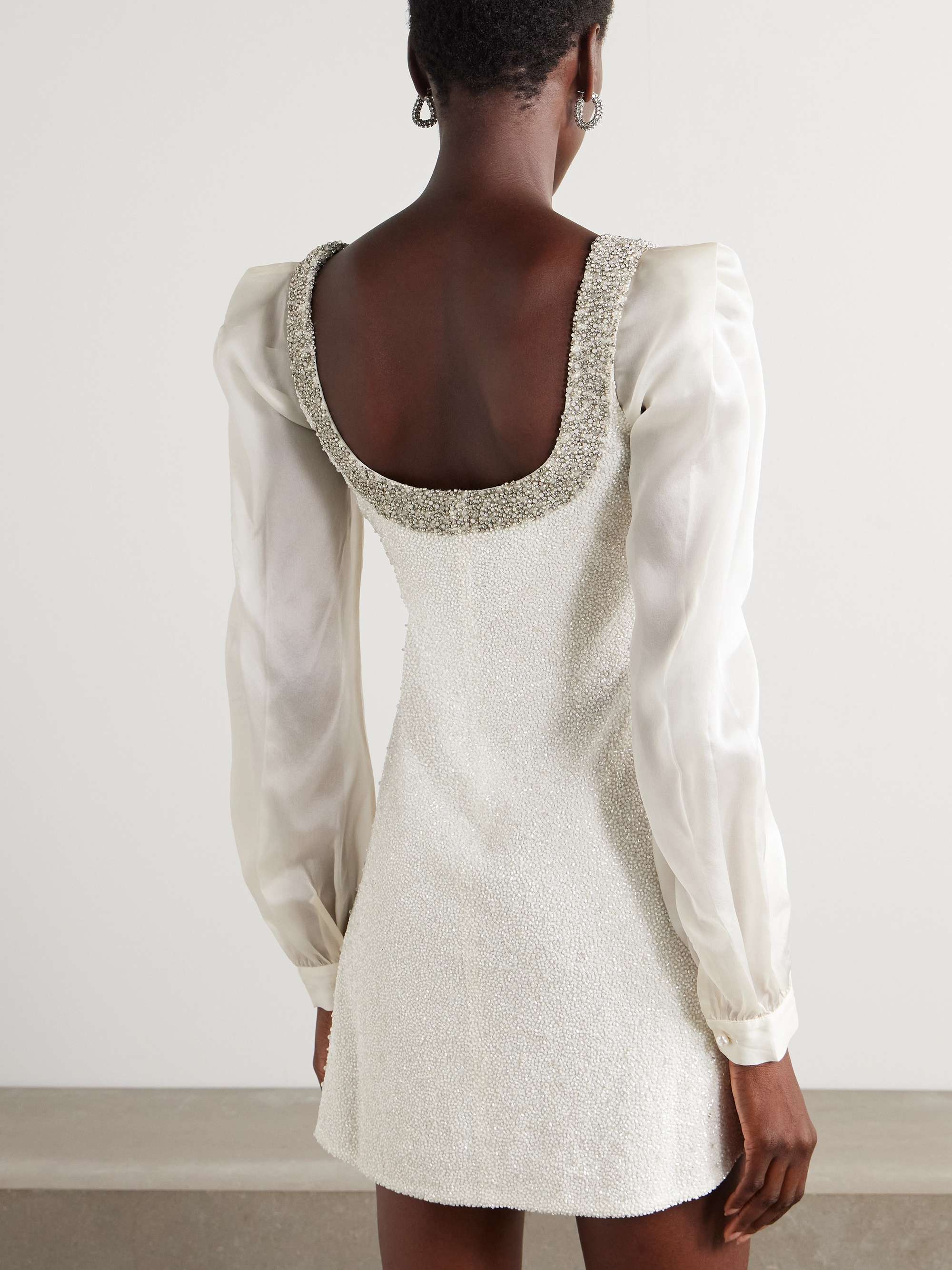 CLIO PEPPIATT Daisy crystal and bead-embellished stretch-tulle mini ...