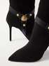 BALMAIN Eva embellished leather-trimmed suede knee boots | NET-A-PORTER