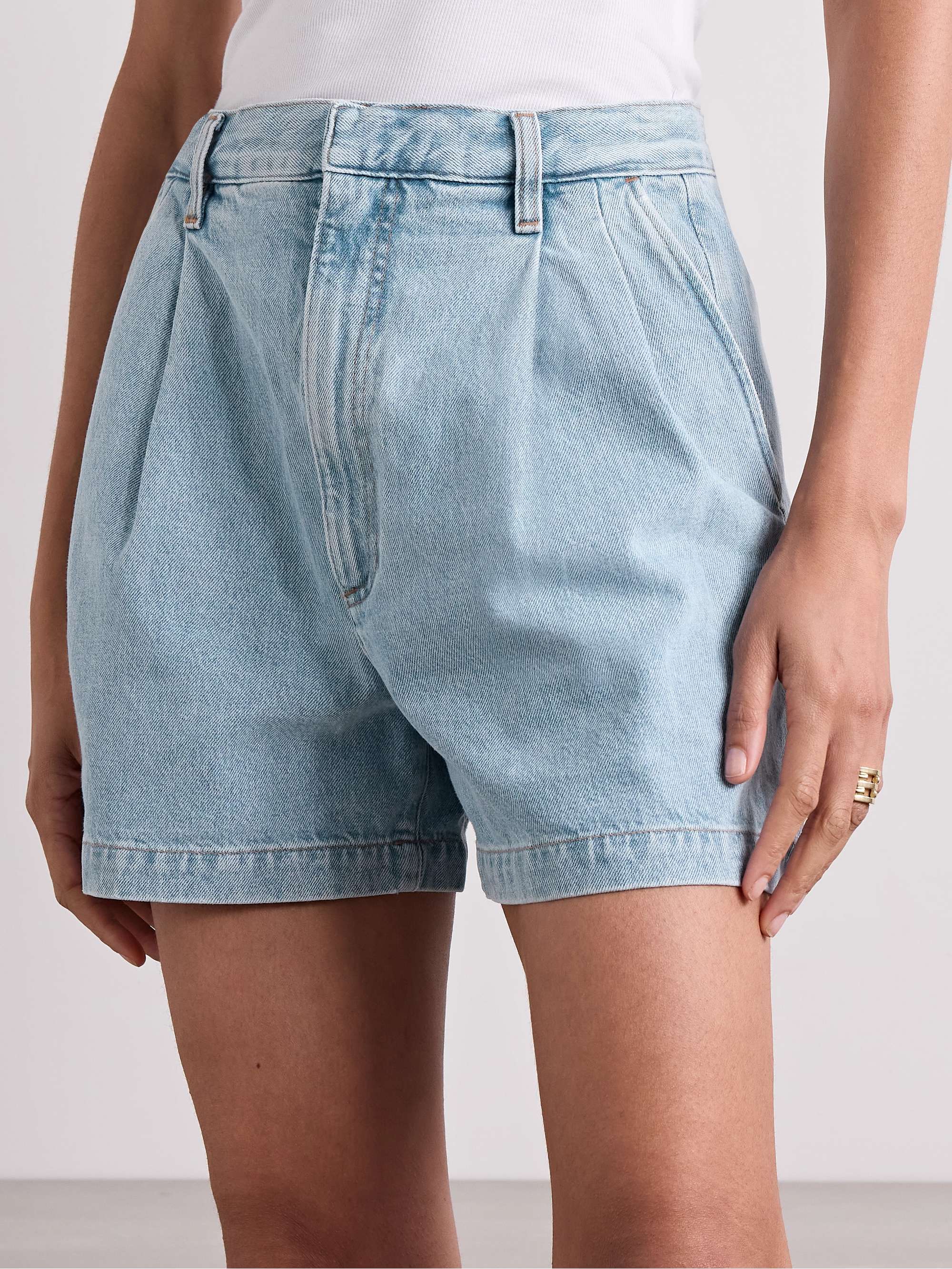 AGOLDE Becker pleated denim shorts | NET-A-PORTER