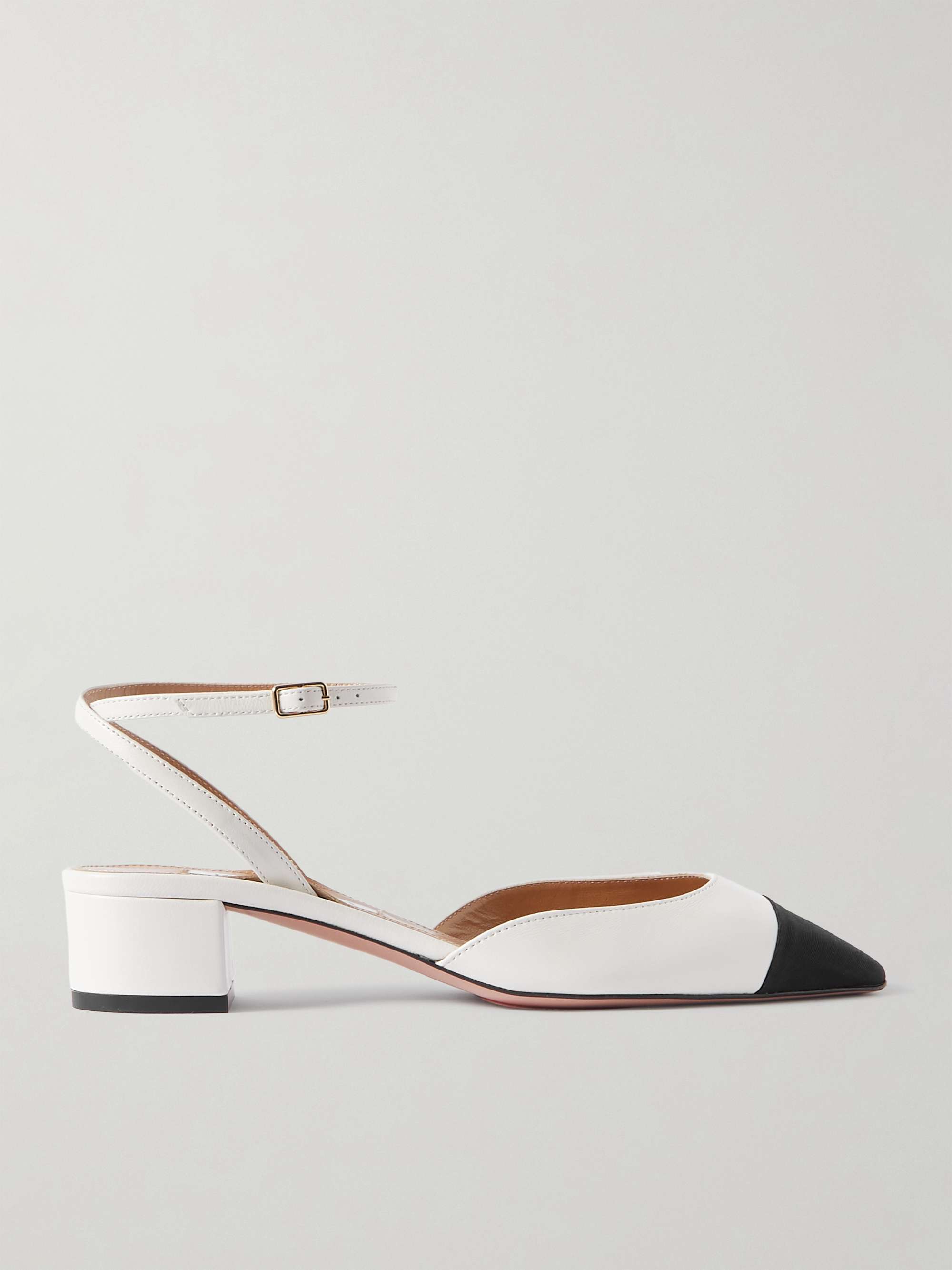 AQUAZZURA French Flirt 35 grosgrain-trimmed leather Mary Jane pumps ...