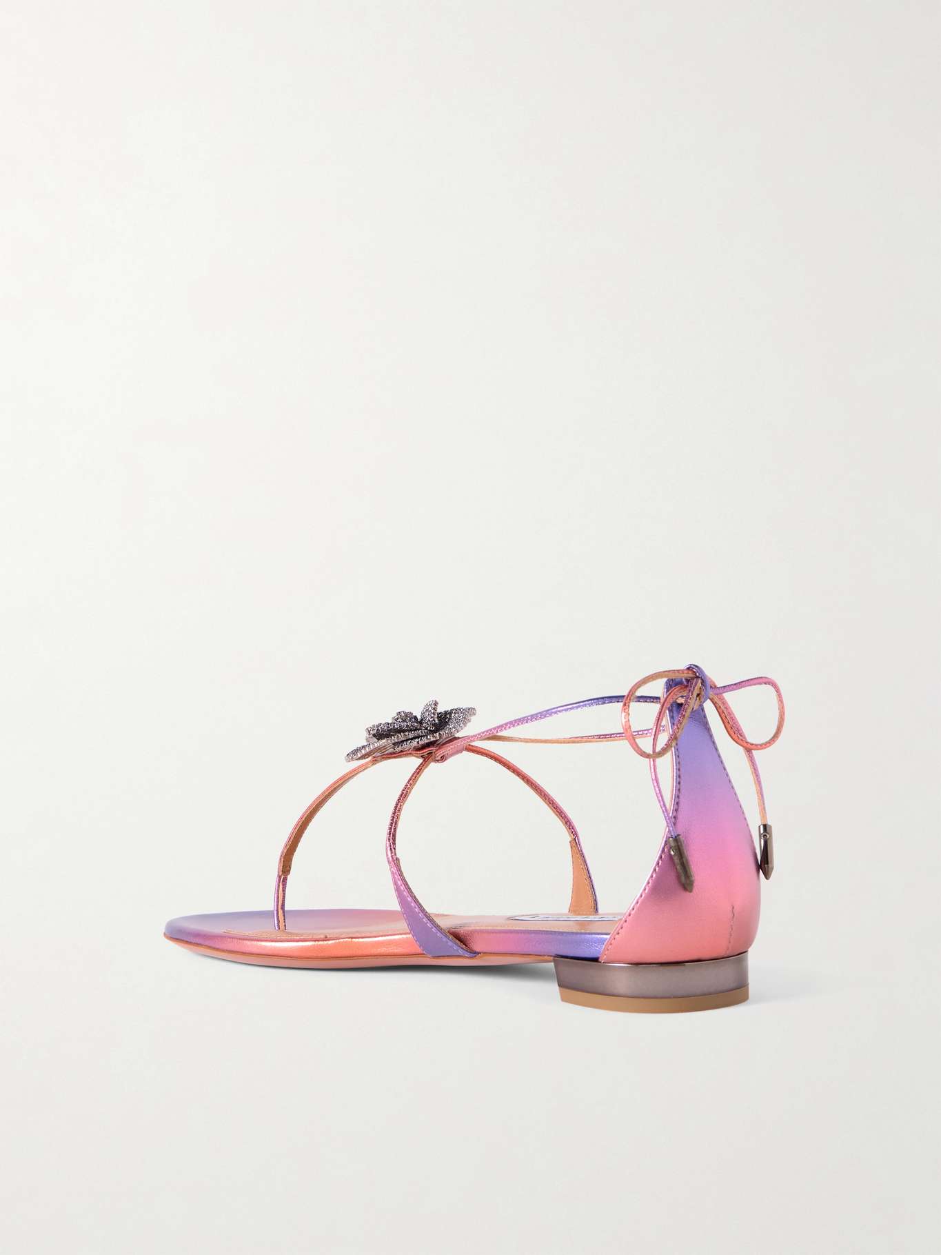 AQUAZZURA Orchid crystal-embellished metallic leather sandals | NET-A ...