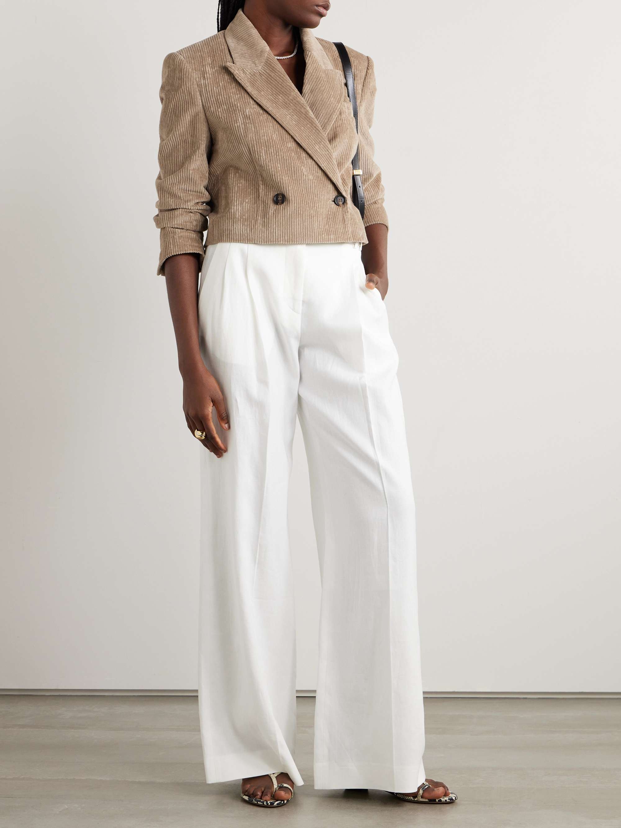 BRUNELLO CUCINELLI Cropped double-breasted cotton-blend corduroy blazer ...