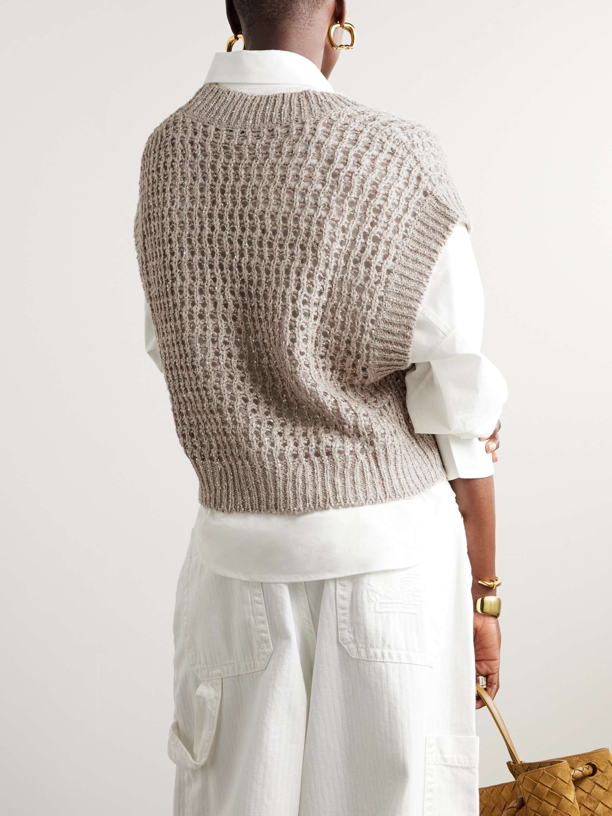 BRUNELLO CUCINELLI Sequin-embellished open-knit sweater | NET-A-PORTER