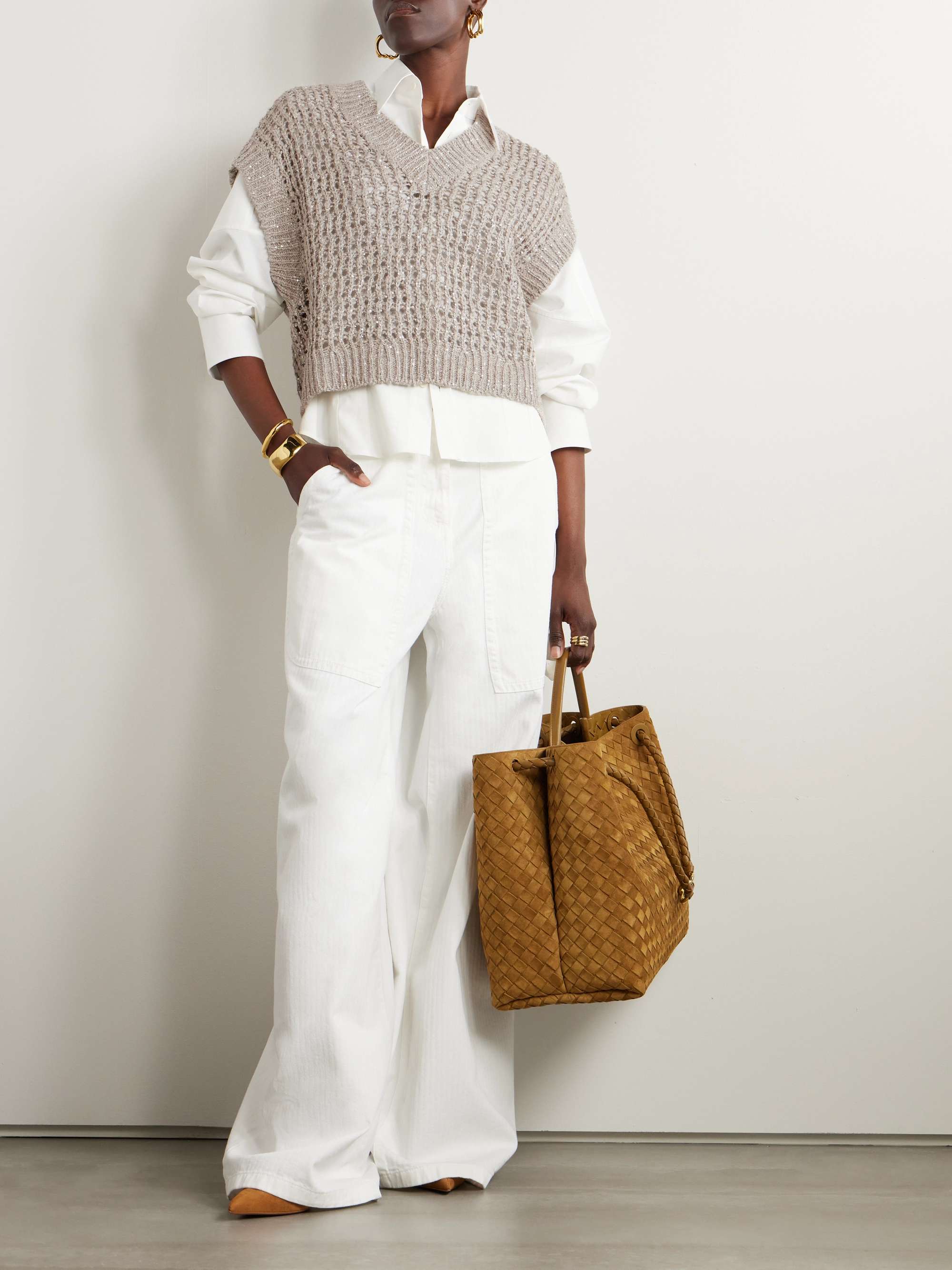BRUNELLO CUCINELLI Sequin-embellished open-knit sweater | NET-A-PORTER