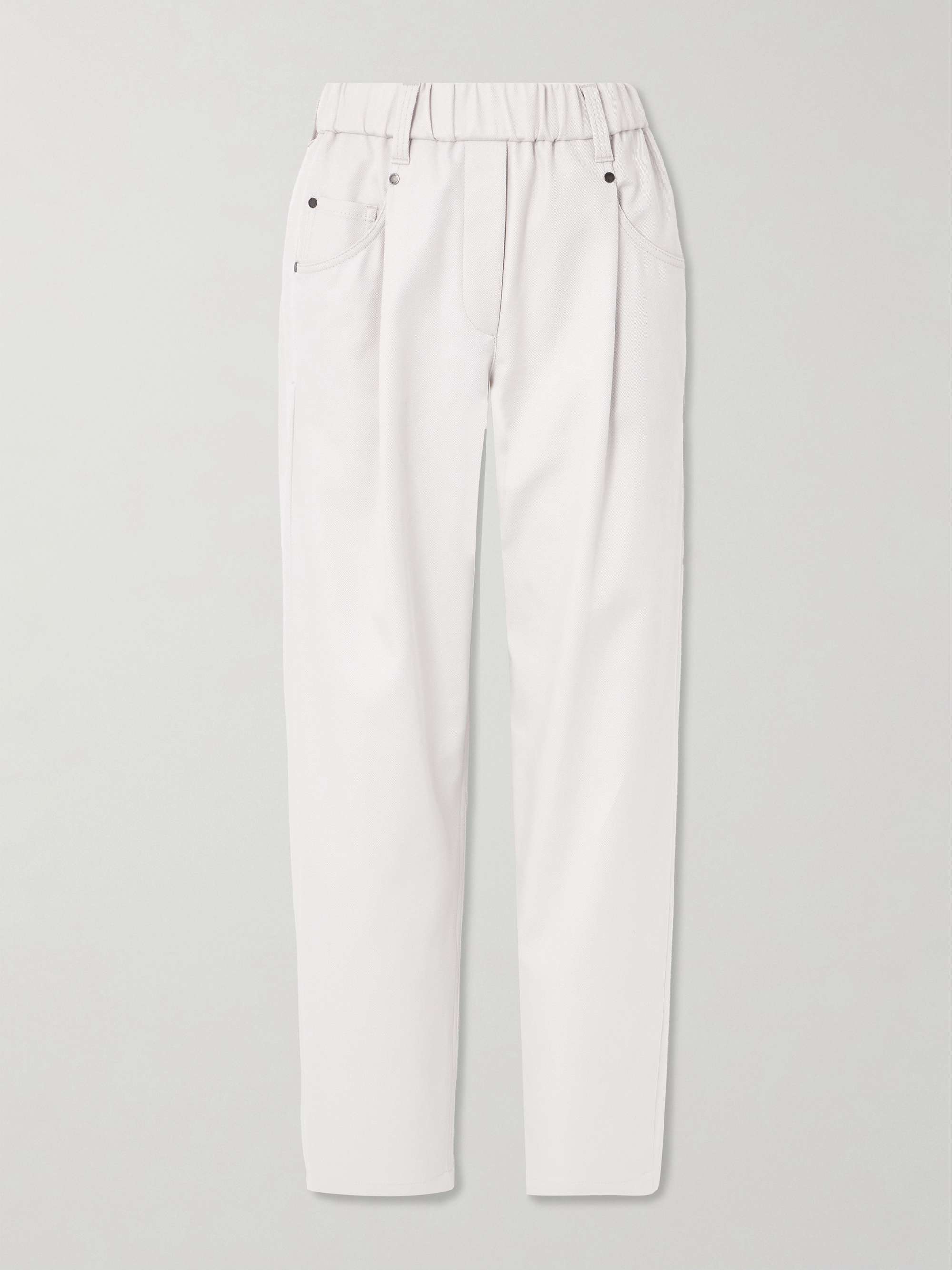 BRUNELLO CUCINELLI Cotton-blend twill tapered pants | NET-A BRUNELLO CUCINELLI Cotton-blend twill tapered pants | NET-A